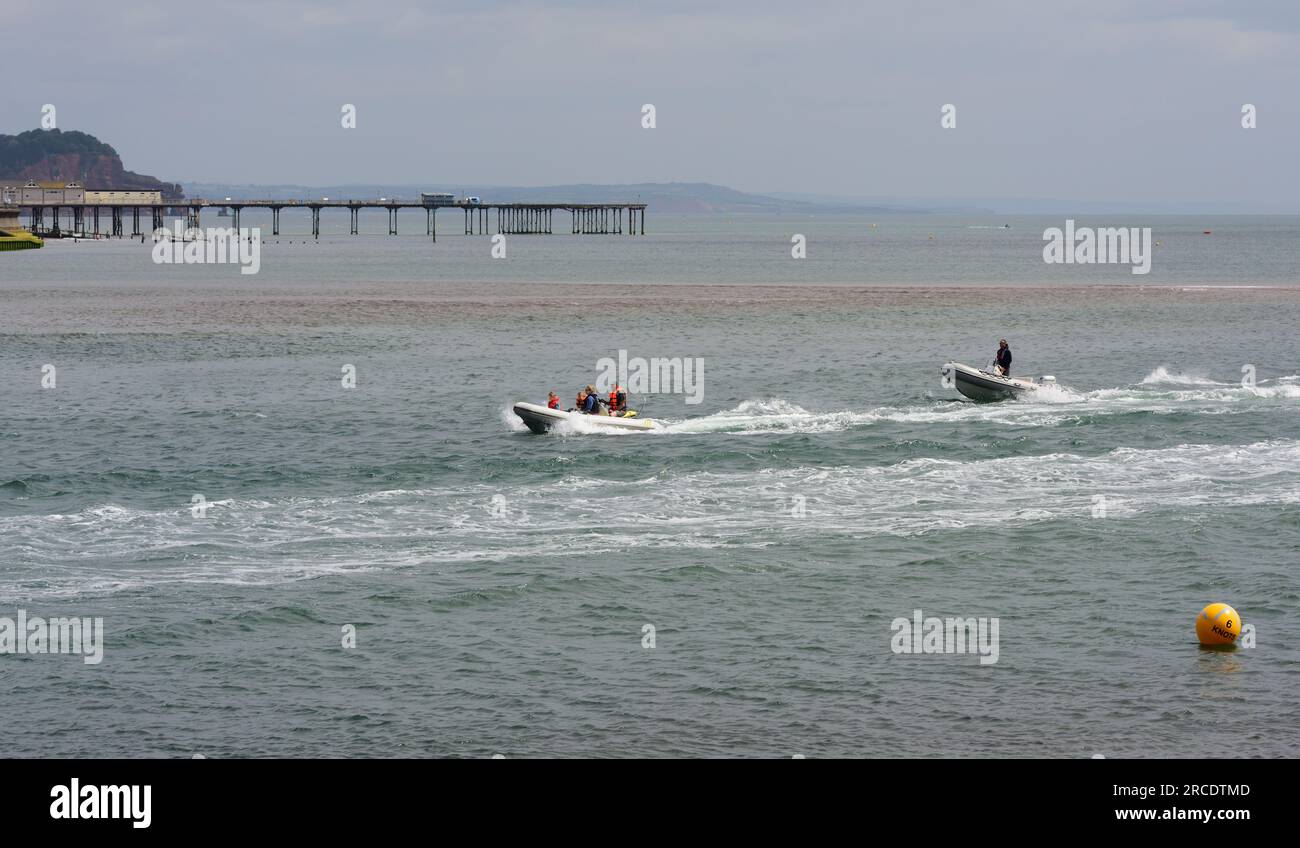 Boats entering the Teign estuary during the Teignmouth air-show 2023 ...