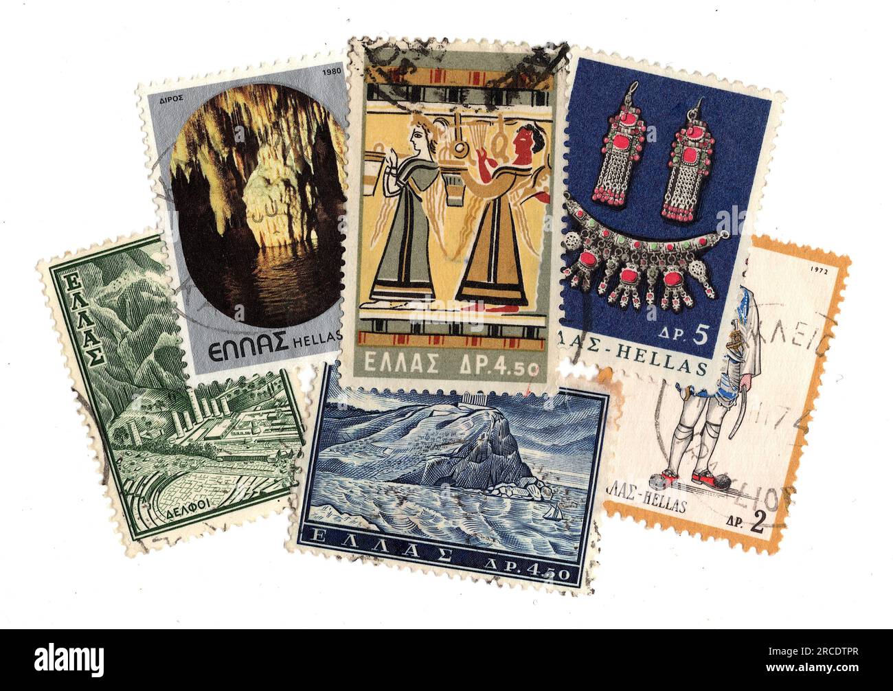 Vintage postage stamps from Greece on a white background Stock Photo ...