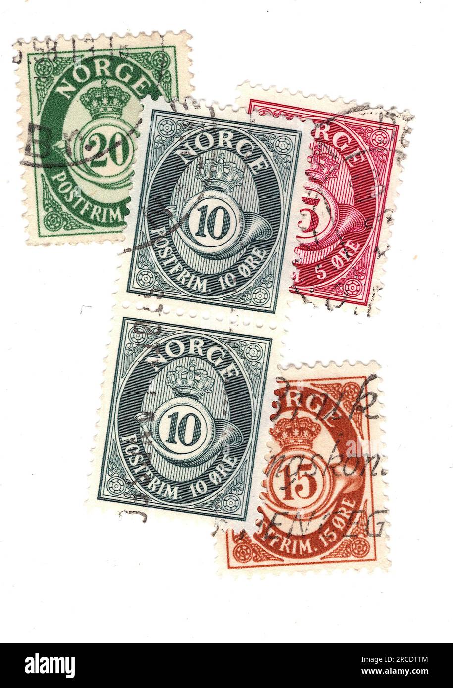 Vintage postage stamps from Norway on a white background Stock Photo ...