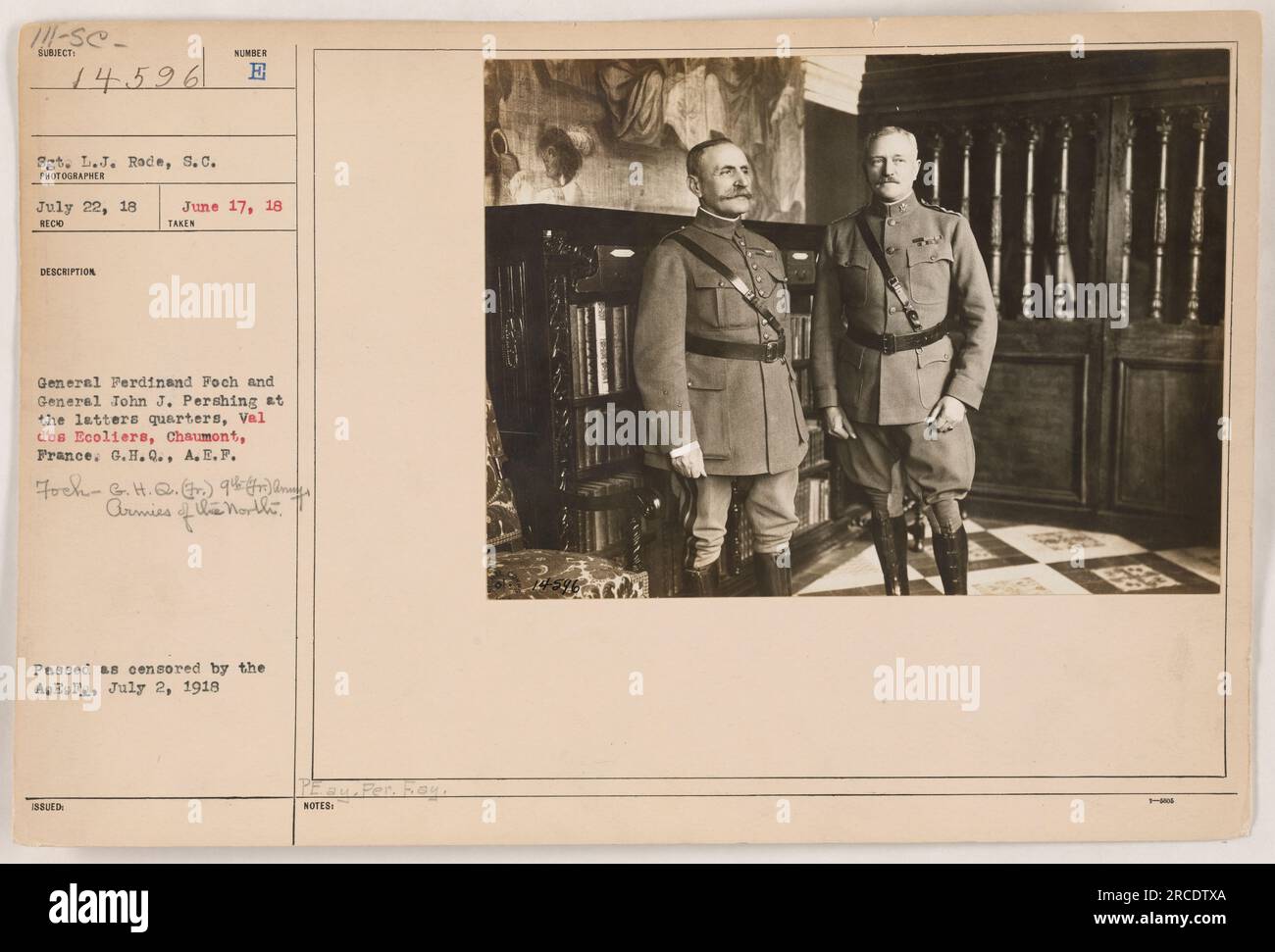 General Ferdinand Foch and General John J. Pershing meeting at General ...