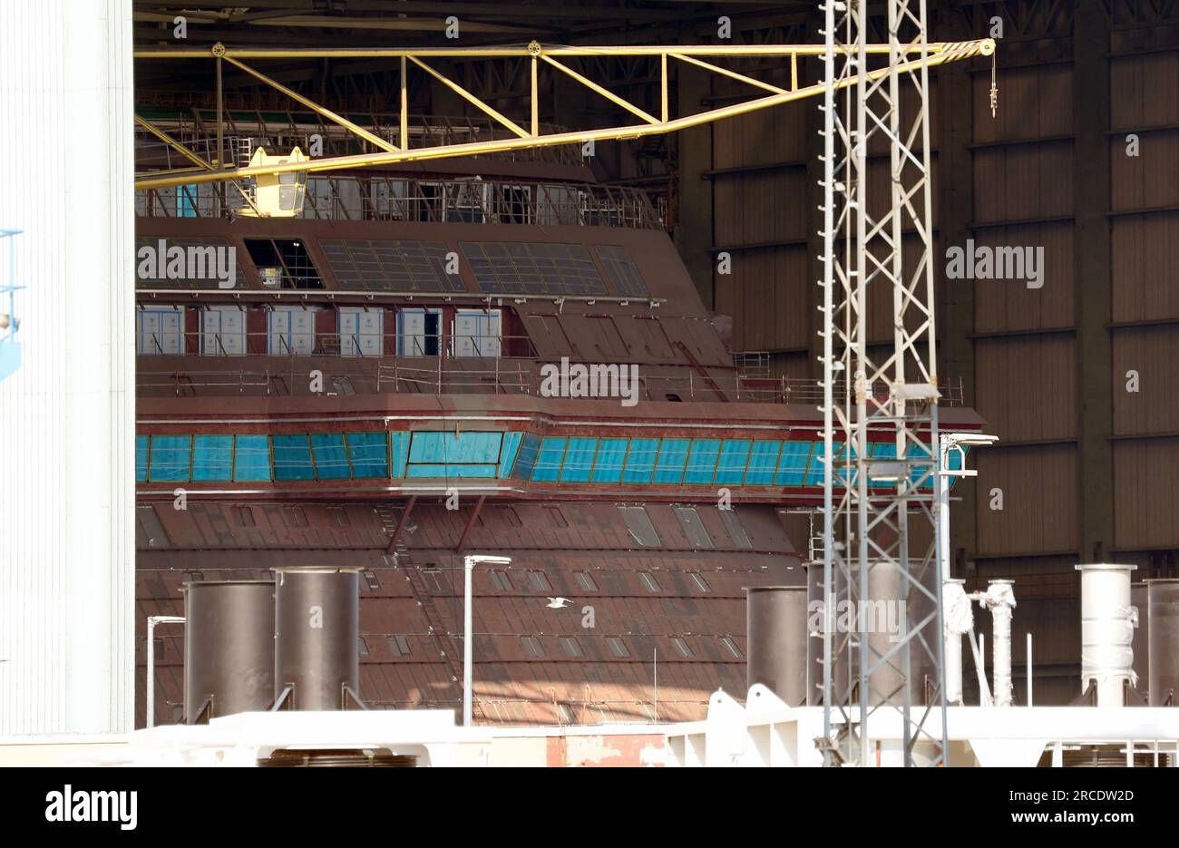Wismar, Germany. 14th July, 2023. The dock door of the shipbuilding ...