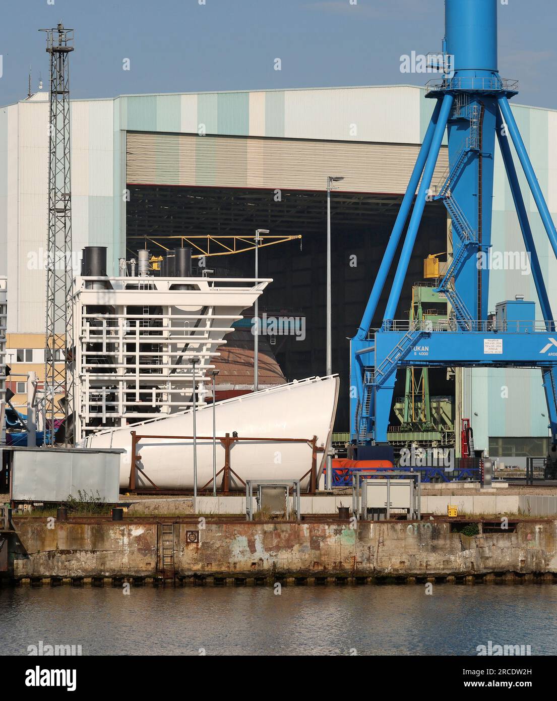 Wismar, Germany. 14th July, 2023. The dock door of the shipbuilding ...