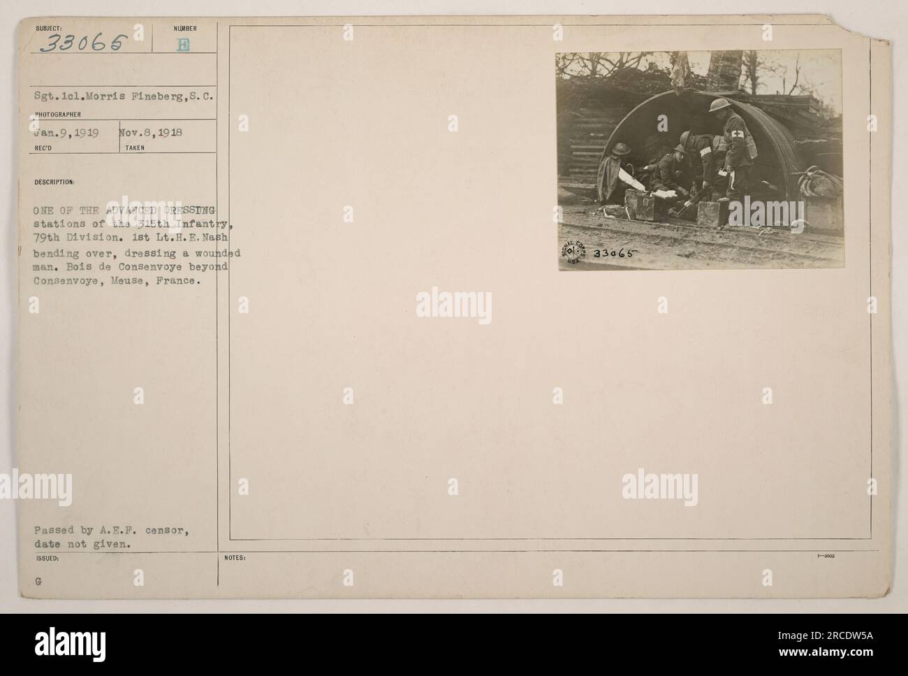 Caption: "One of the advanced dressing stations of the 315th Infantry ...