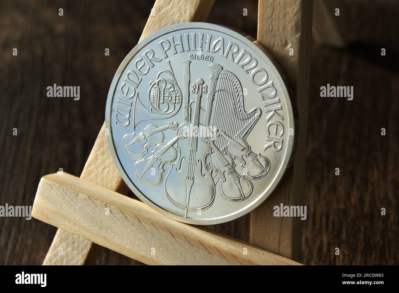 Business and finance investment coin. Austrian silver coin one fifty ...