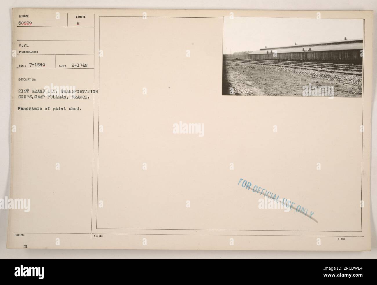 Panoramic view of paint shed NUMBER 60829 at Camp Pullman, France ...