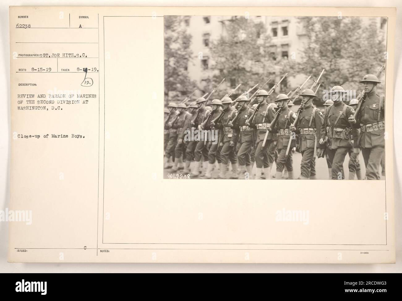 Close-up of Marines from the Second Division participating in a parade ...
