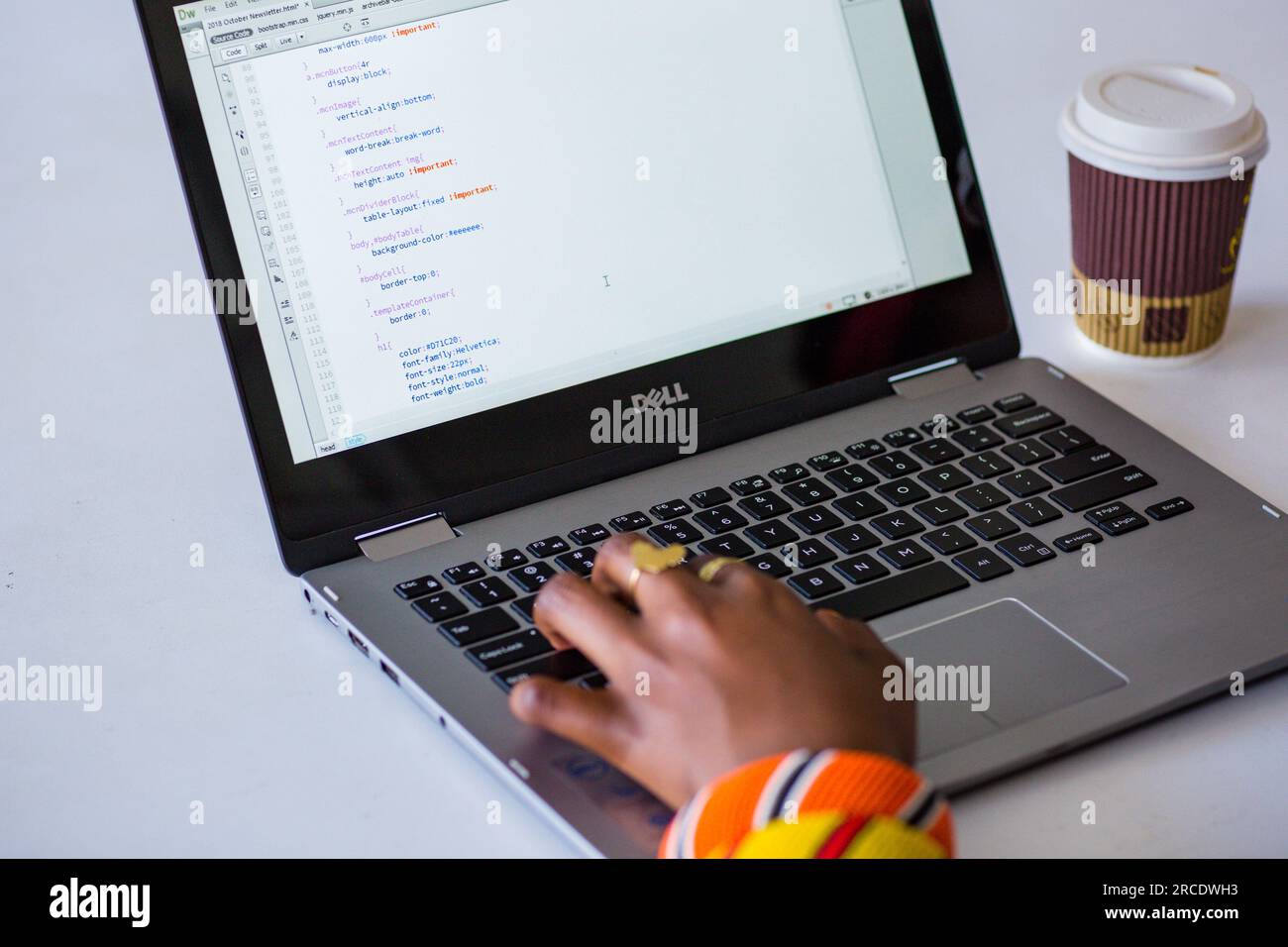 Hands typing laptop buttons computer technology Stock Photo - Alamy