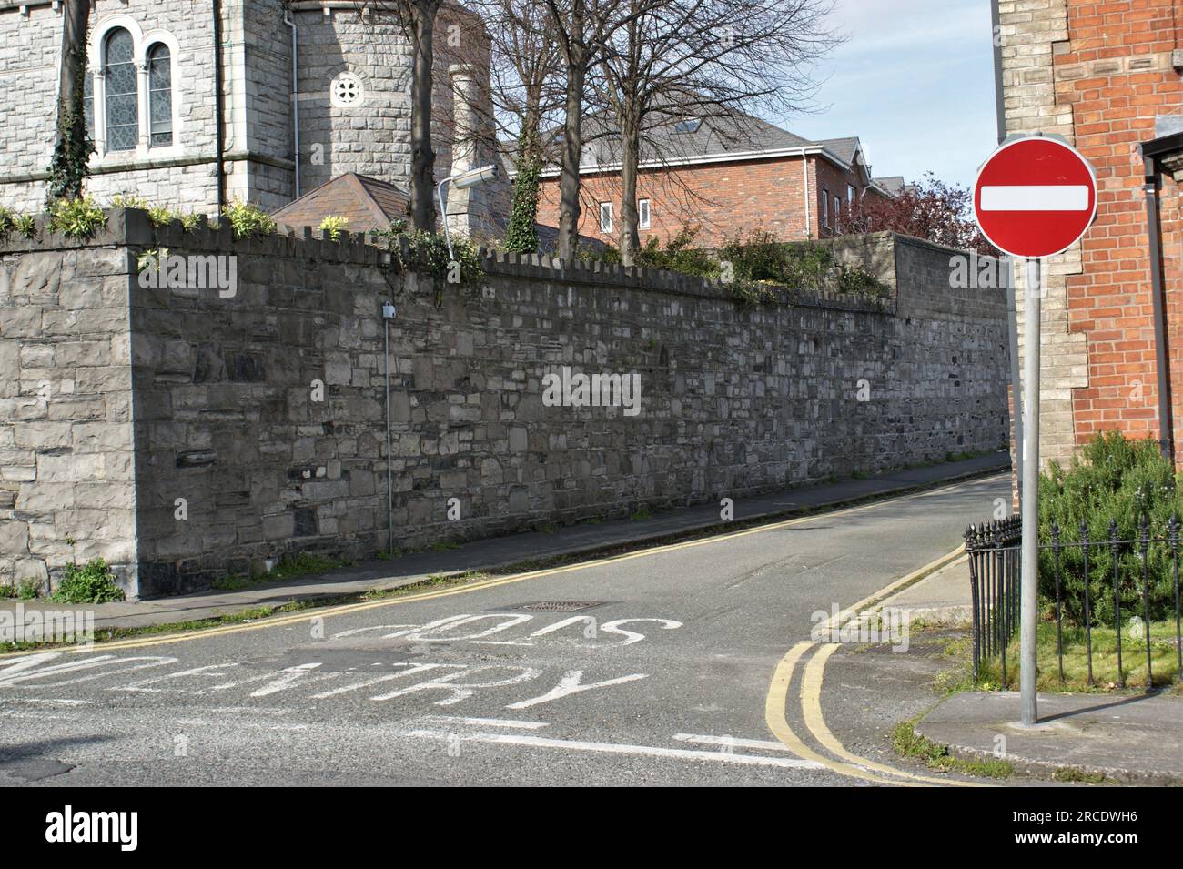 Crossroads in Dublin. Road sign, entry prohibited. Ireland, Dublin ...