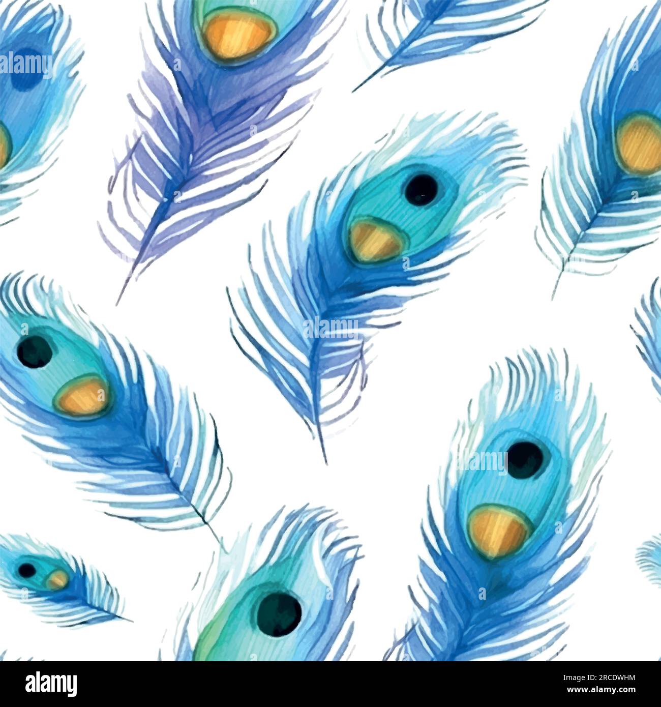 Beautiful pattern art illustration with colorful peacock feathers ...