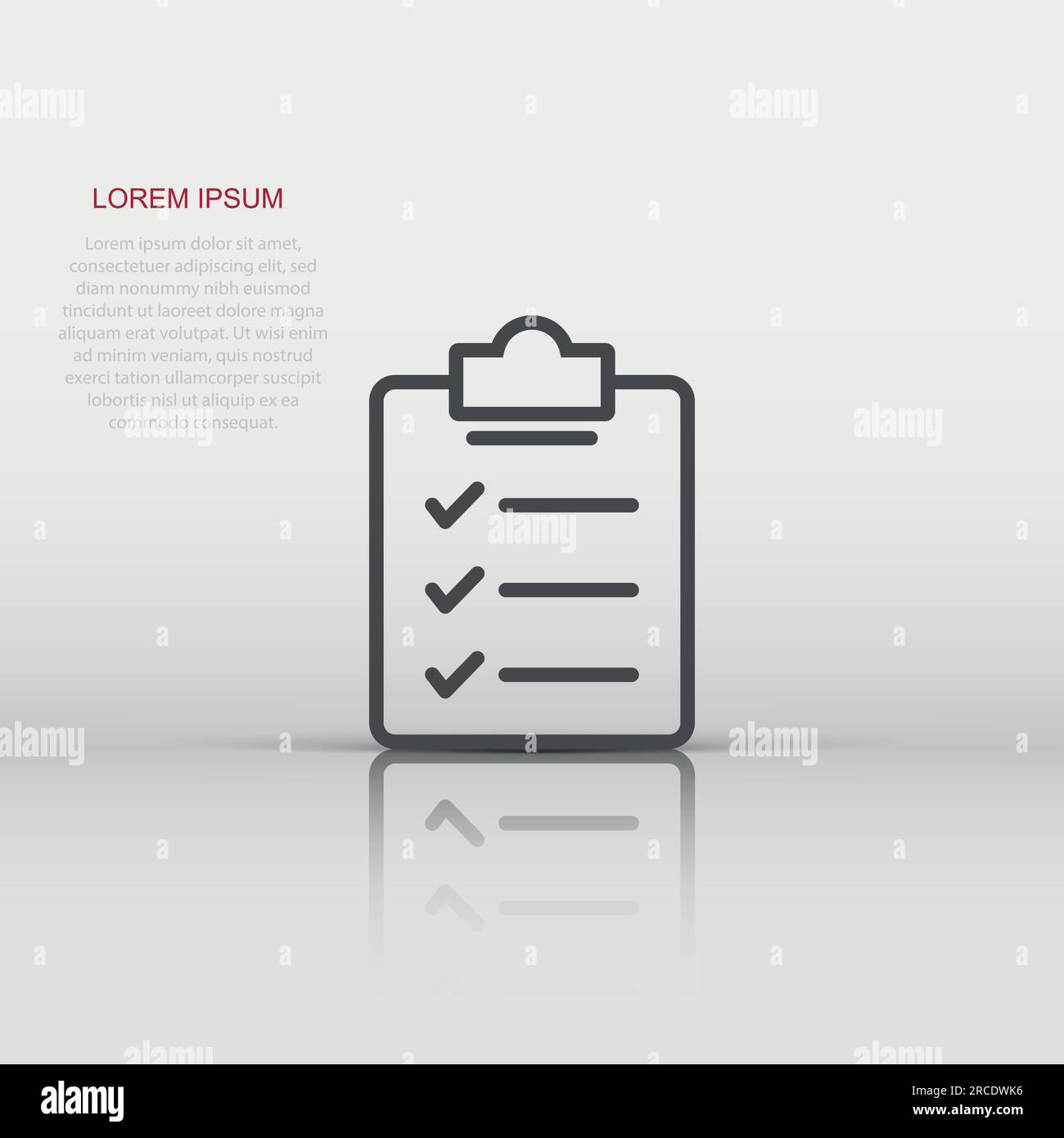 Document checklist icon in flat style. Report vector illustration on ...