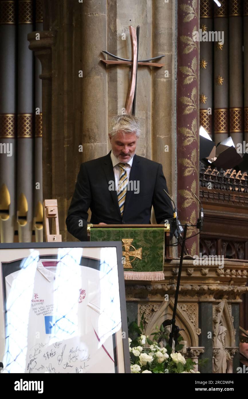 David Webber, the father of Barnaby Webber, gives a reading during his ...