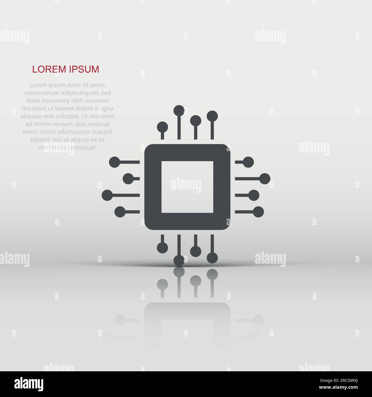 Computer cpu icon in flat style. Circuit board vector illustration on ...