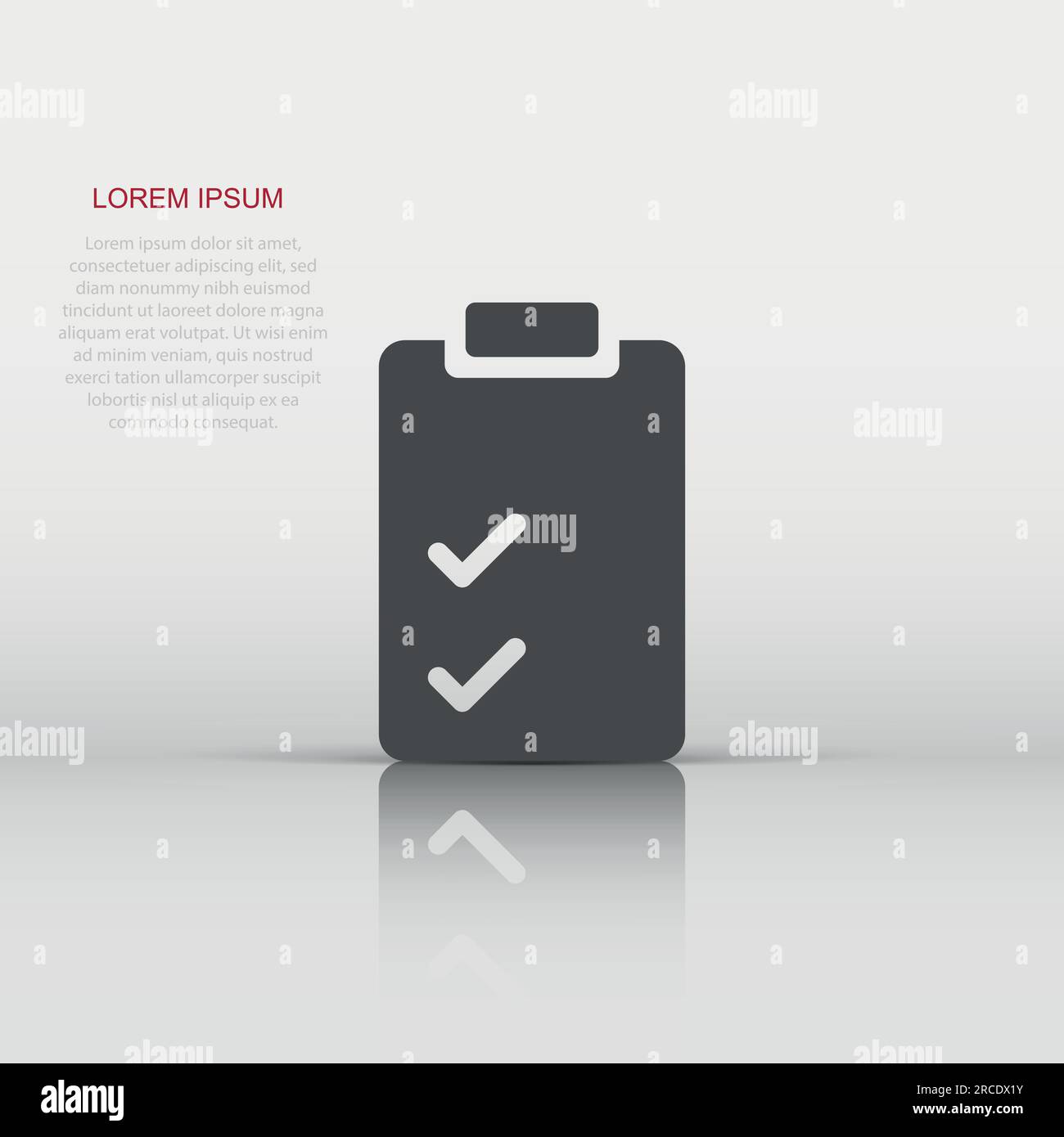 Document checklist icon in flat style. Report vector illustration on ...