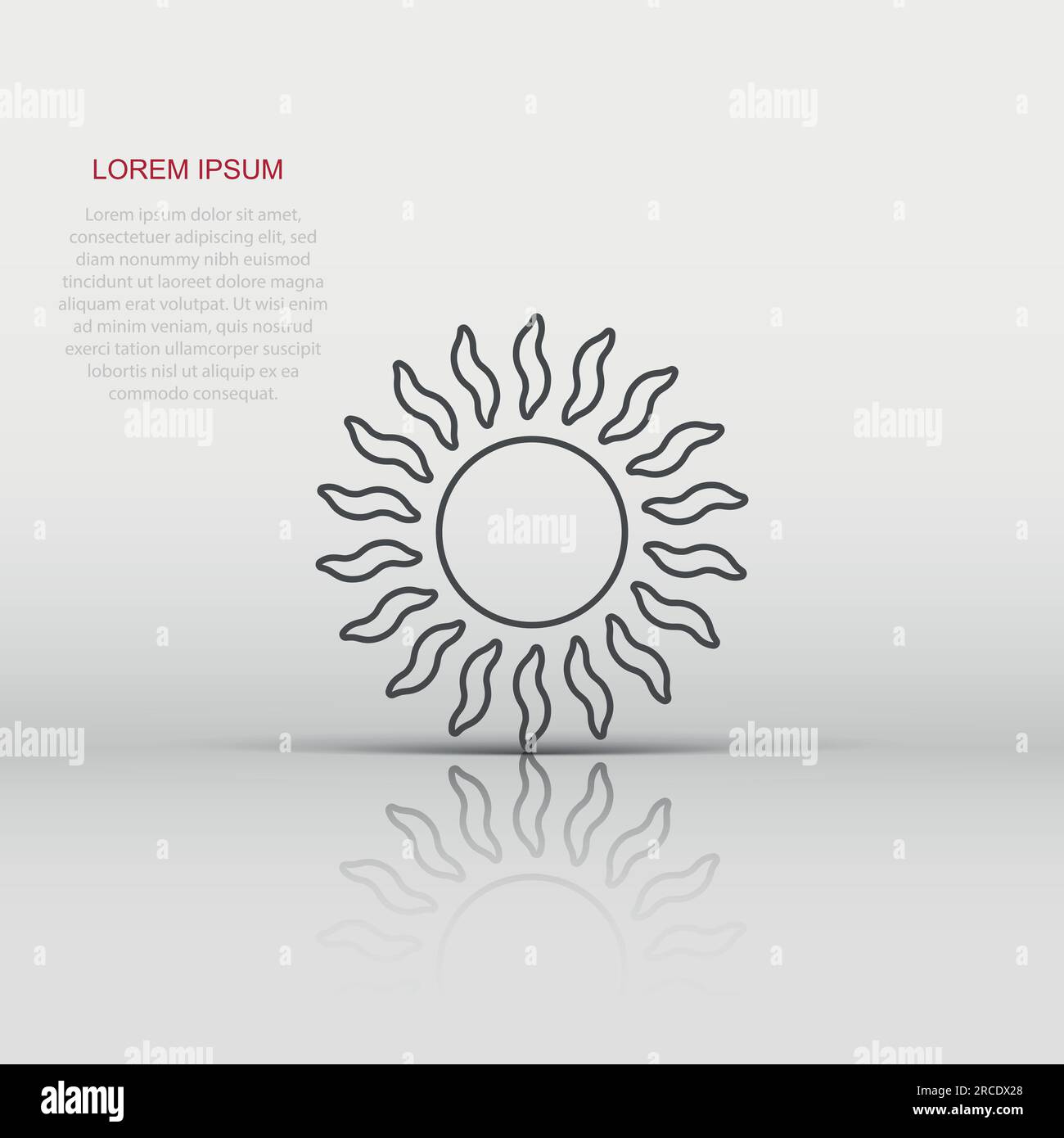 Sun icon in flat style. Sunlight sign vector illustration on white ...