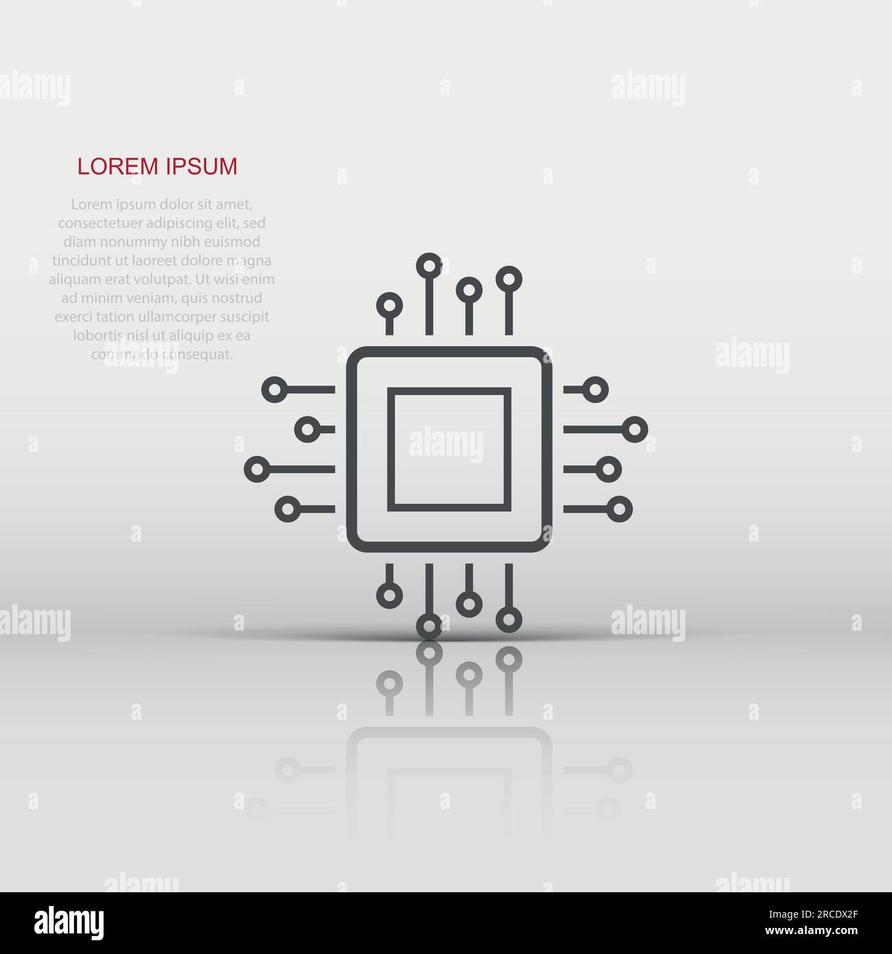 Computer cpu icon in flat style. Circuit board vector illustration on ...