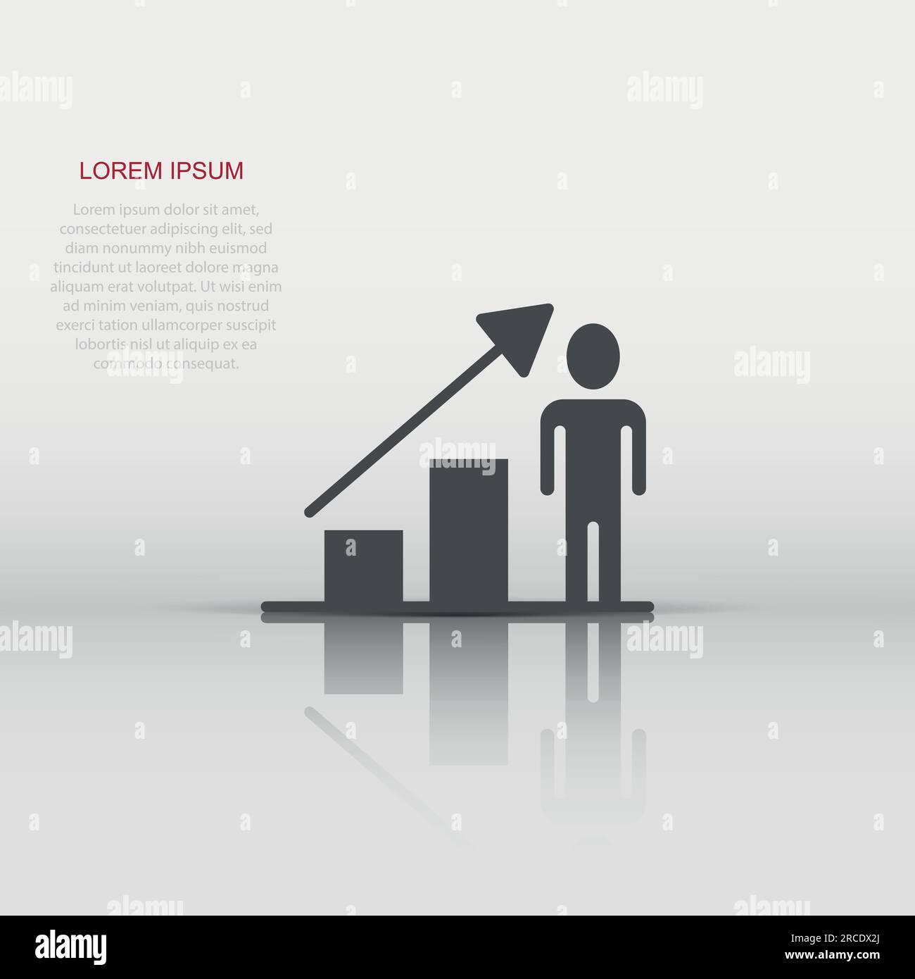People with growth arrow icon in flat style. Work strategy vector ...