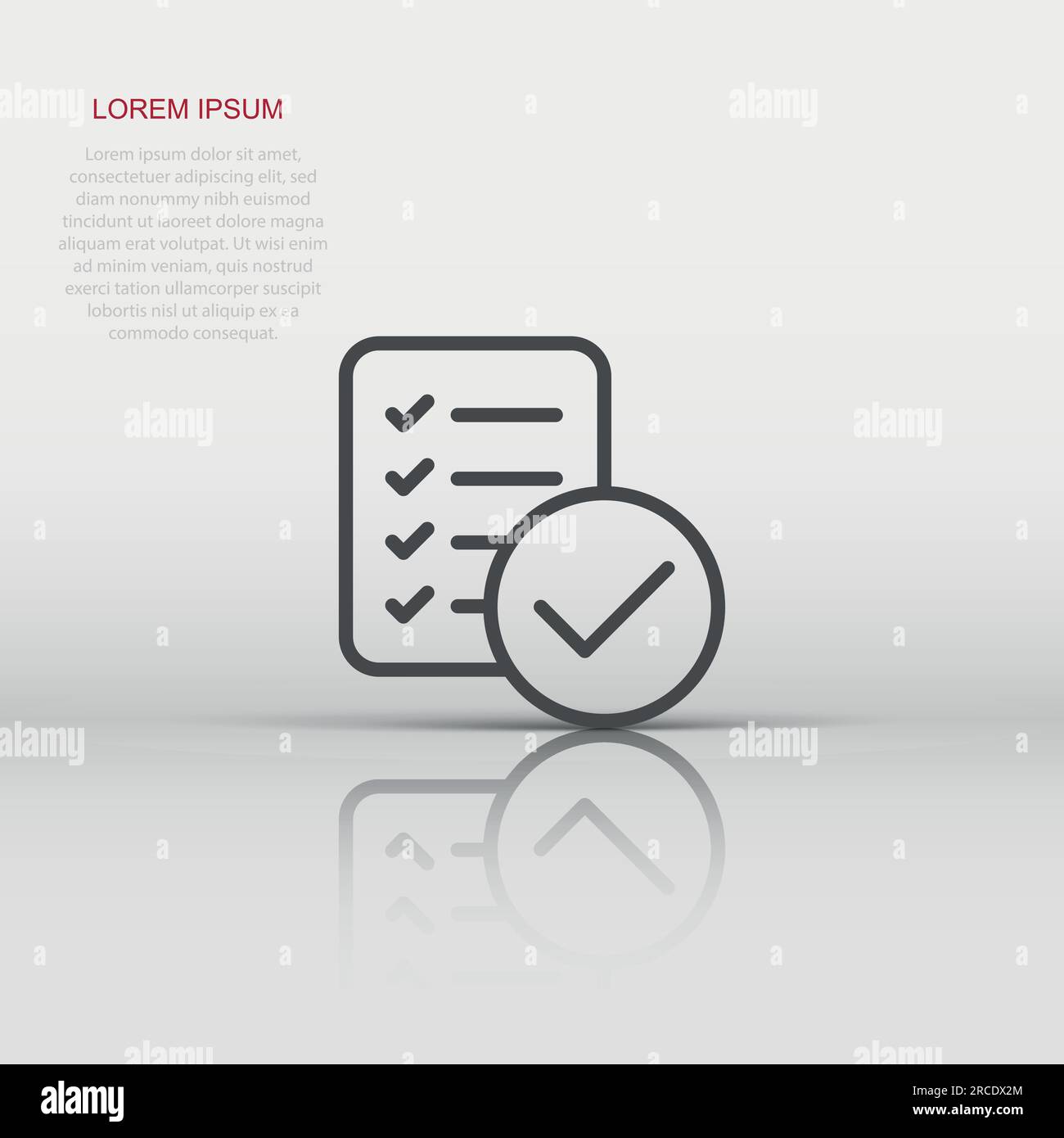 Document checklist icon in flat style. Report vector illustration on ...