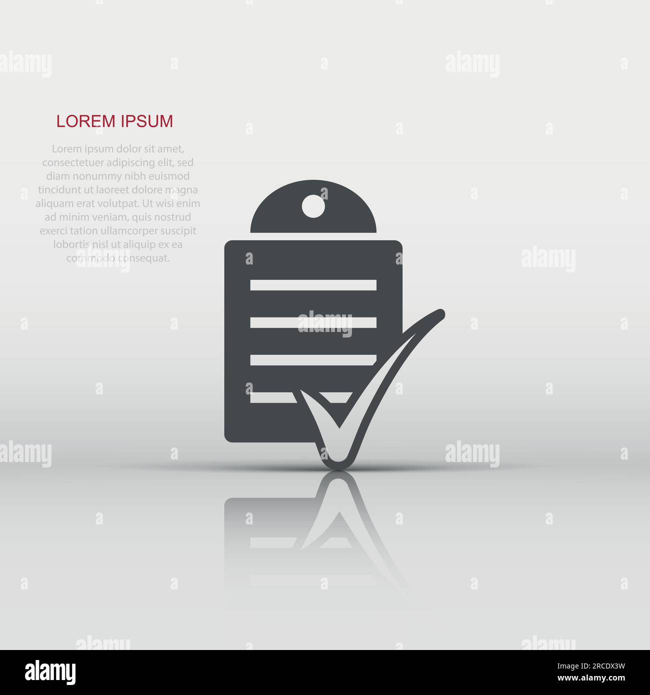 Document checklist icon in flat style. Report vector illustration on ...