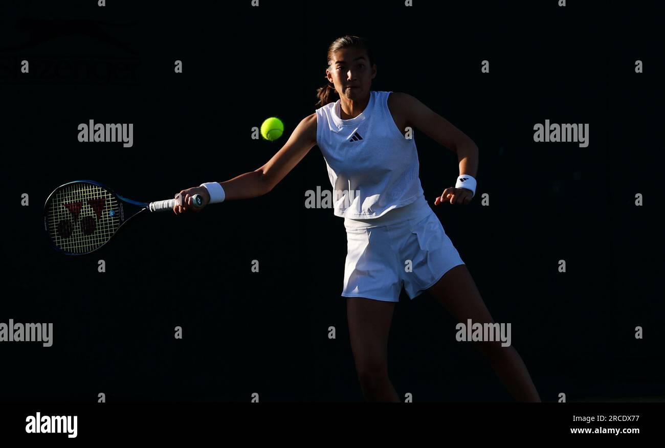 Alanis Hamilton in action during her doubles match with Tatum Evans ...