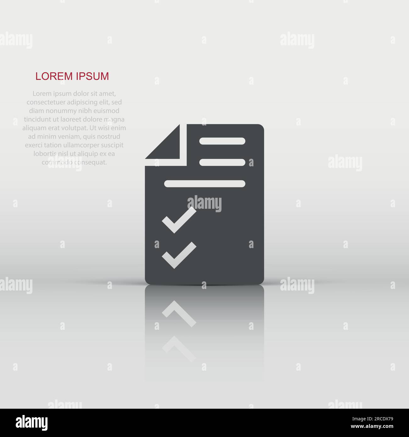 Document checklist icon in flat style. Report vector illustration on ...