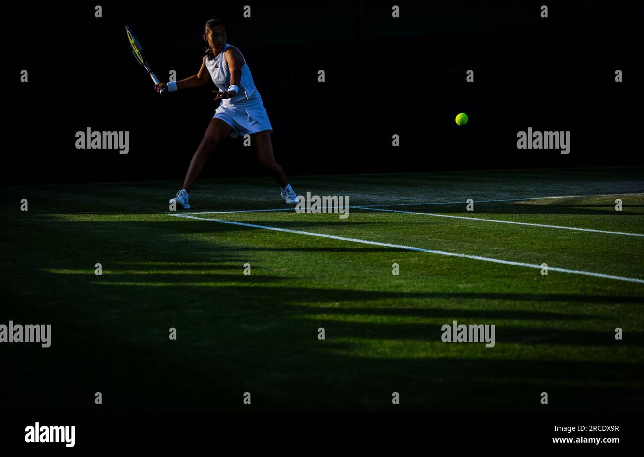 Alanis Hamilton in action during her doubles match with Tatum Evans ...