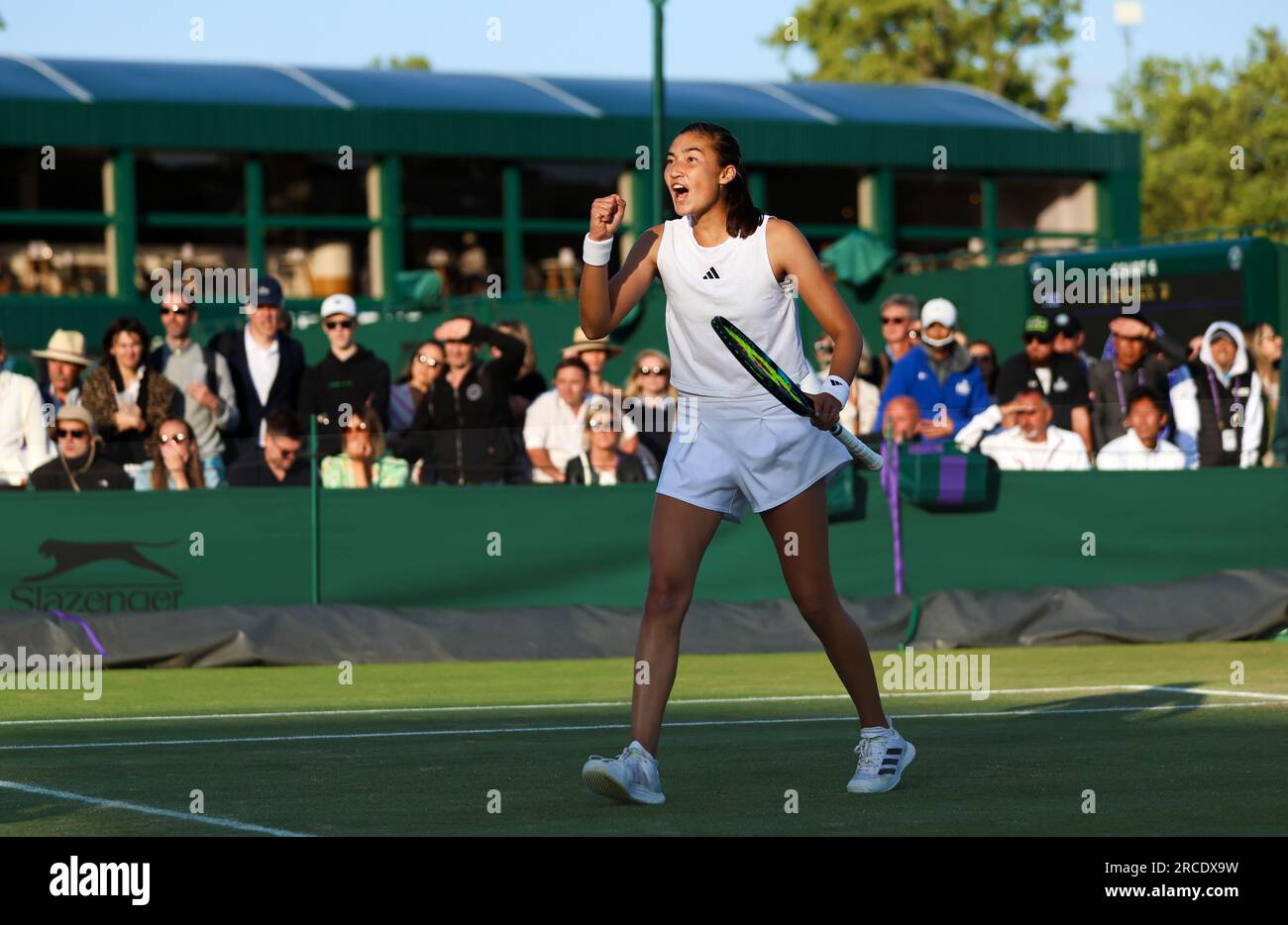 Alanis Hamilton celebrates winning her doubles match with Tatum Evans ...