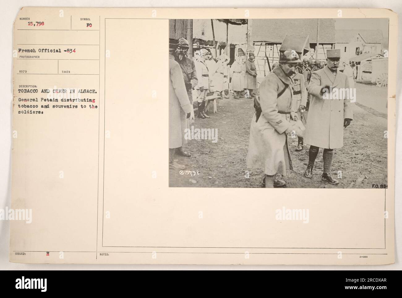 General Petain distributing tobacco and souvenirs to soldiers in Alsace ...