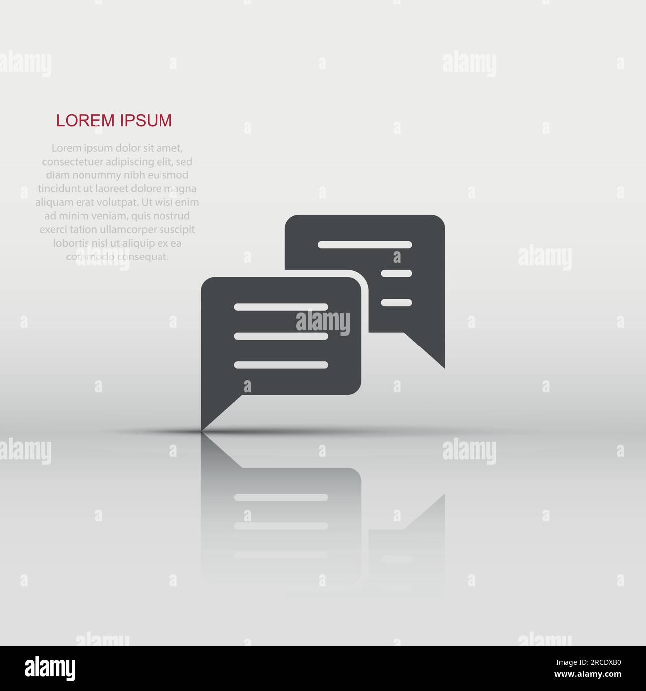 Speak chat sign icon in flat style. Speech bubbles vector illustration ...