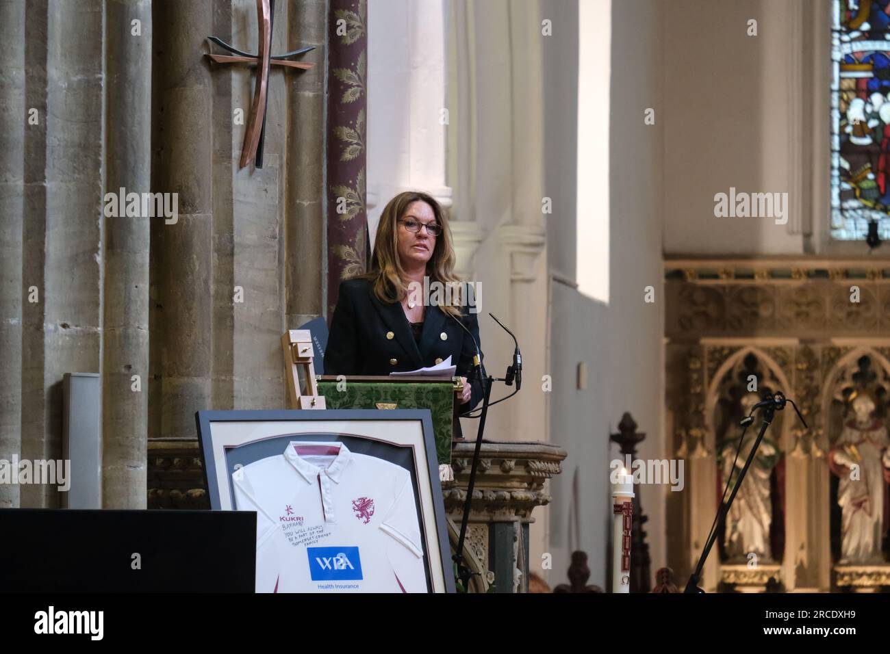 Emma Webber, the mother of Barnaby Webber, gives a reading during his ...