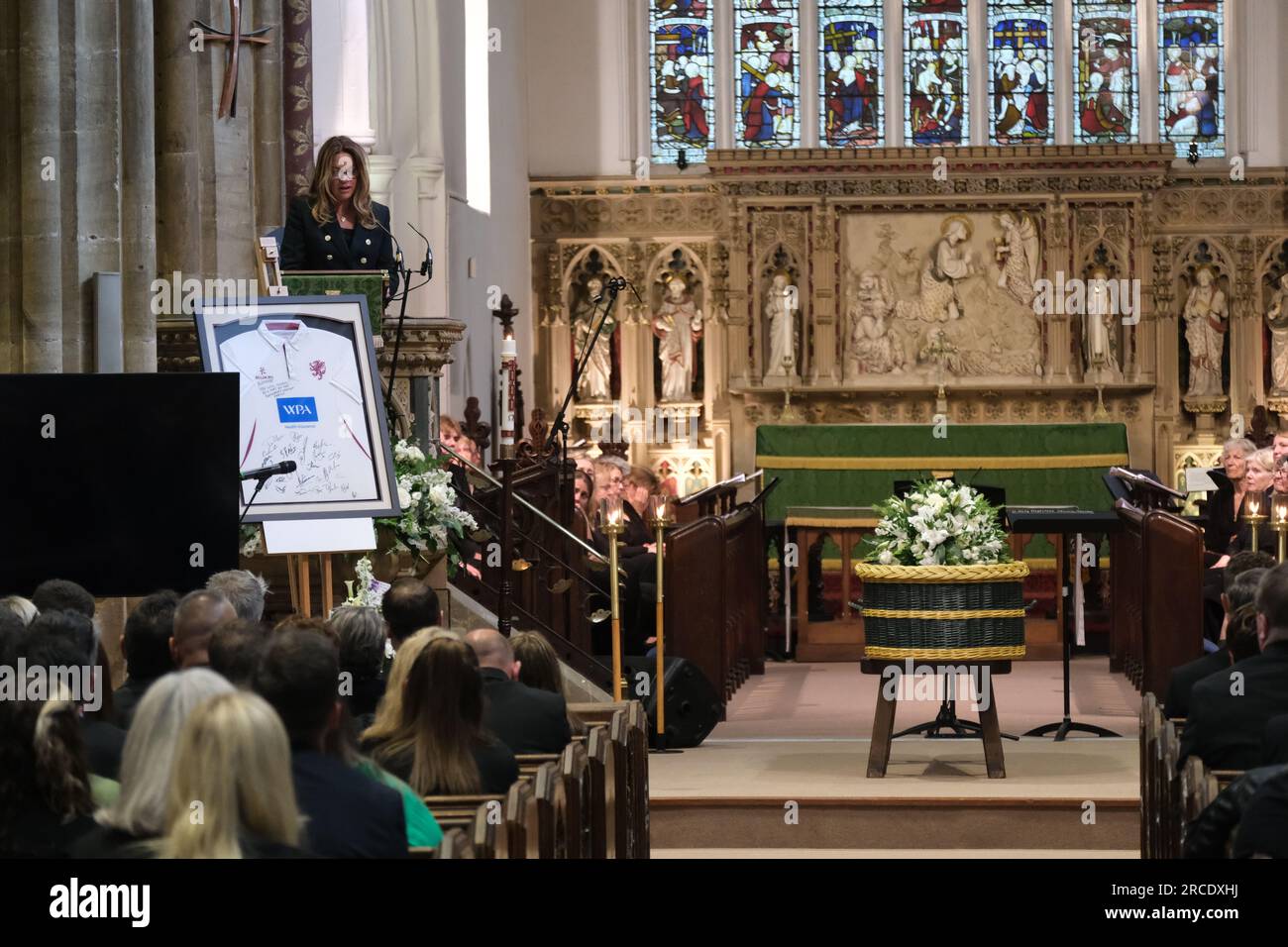 Emma Webber, the mother of Barnaby Webber, gives a reading during his ...