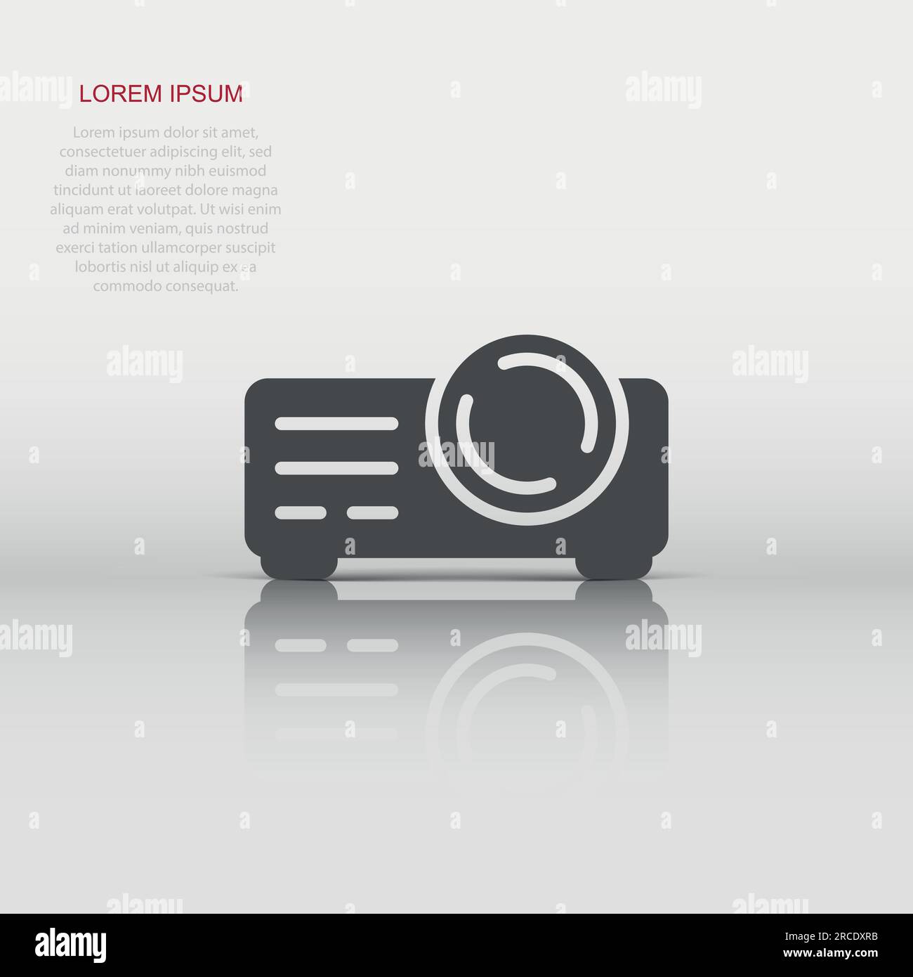 Video projector sign icon in flat style. Cinema presentation device ...