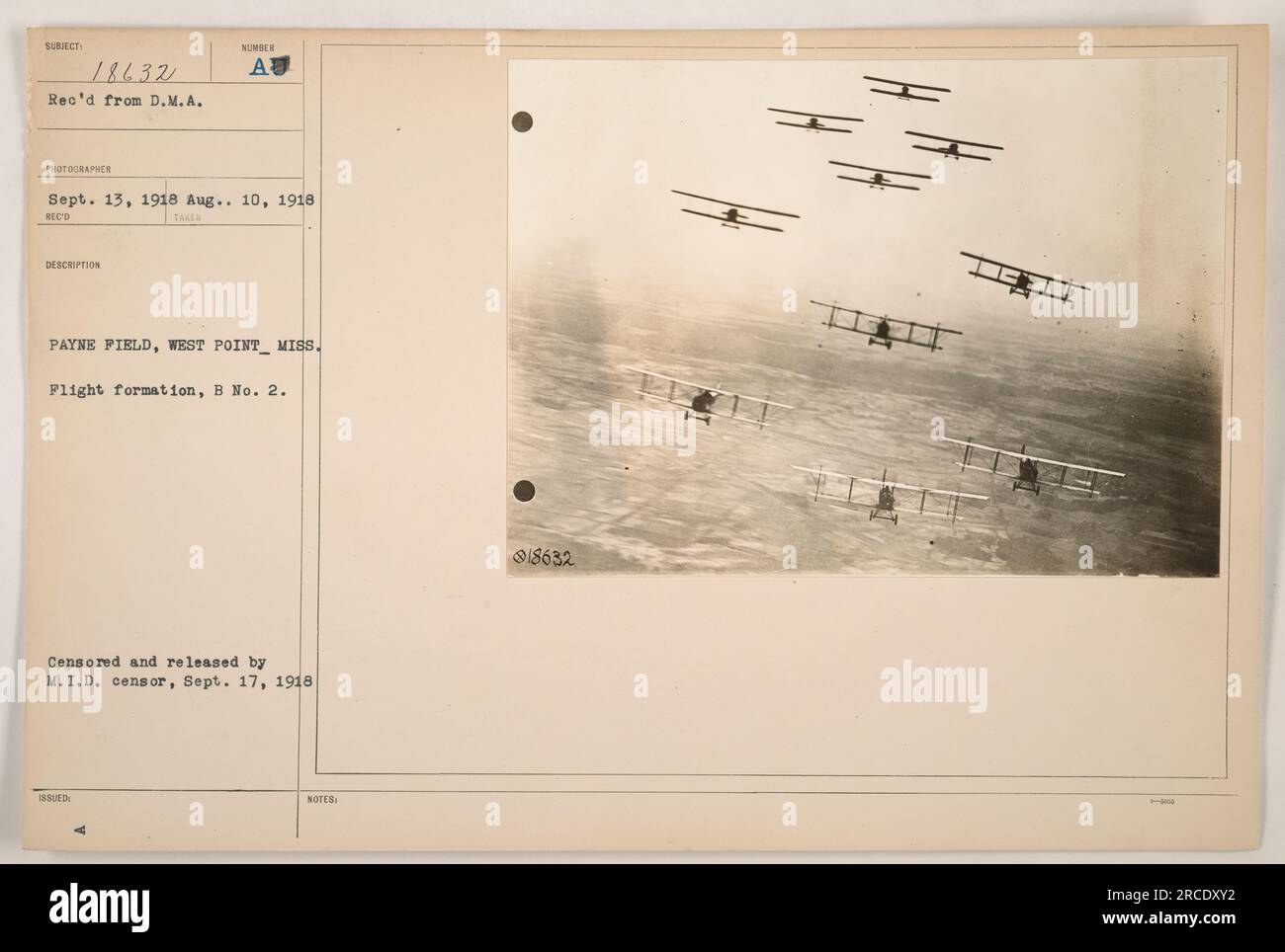 Flight formation of airplanes at Payne Field in West Point, Mississippi ...