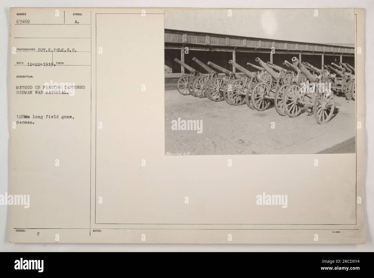 Soldiers using a specific method to park captured German war material ...