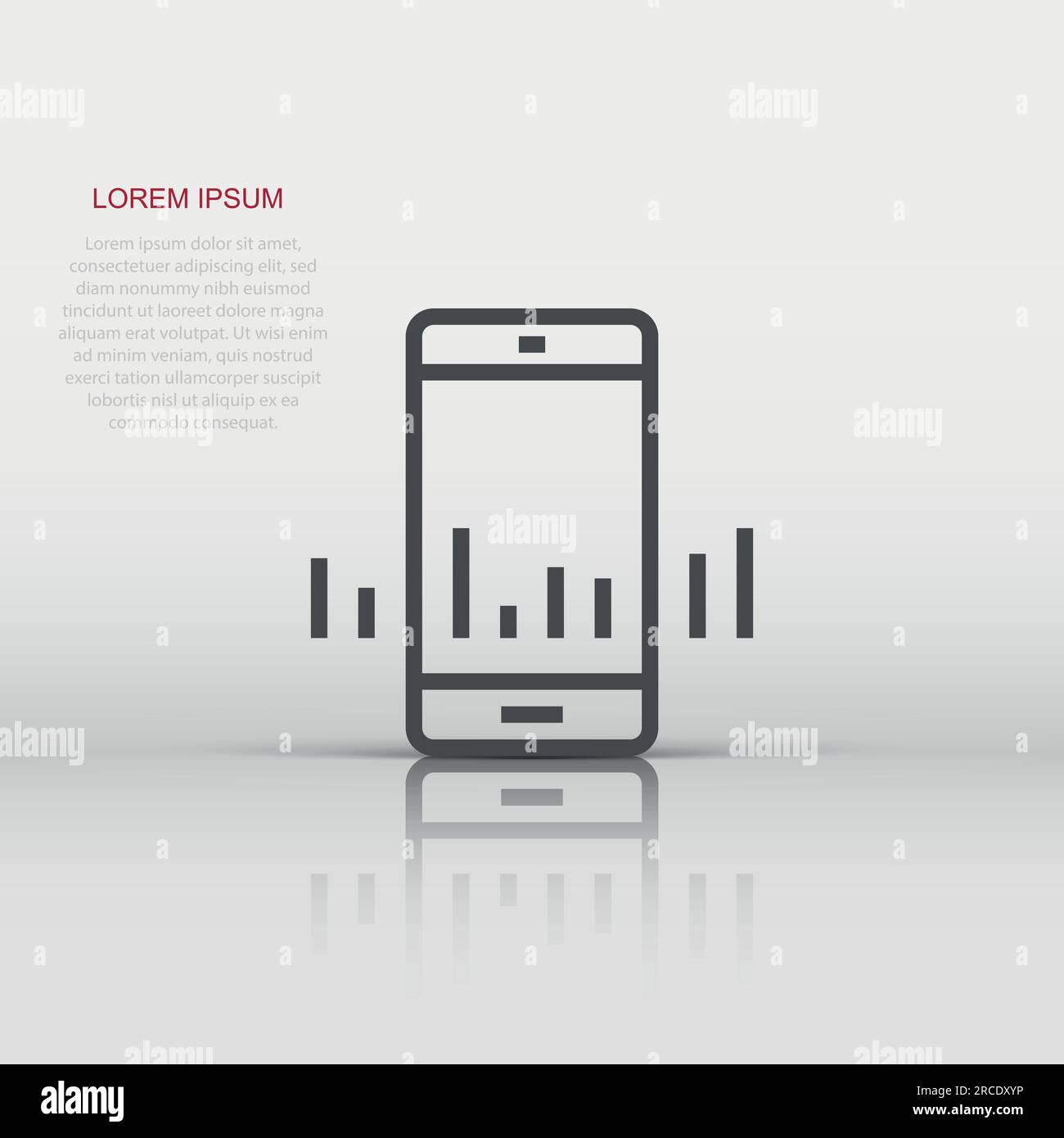 Phone diagram icon in flat style. Smartphone growth statistic vector ...