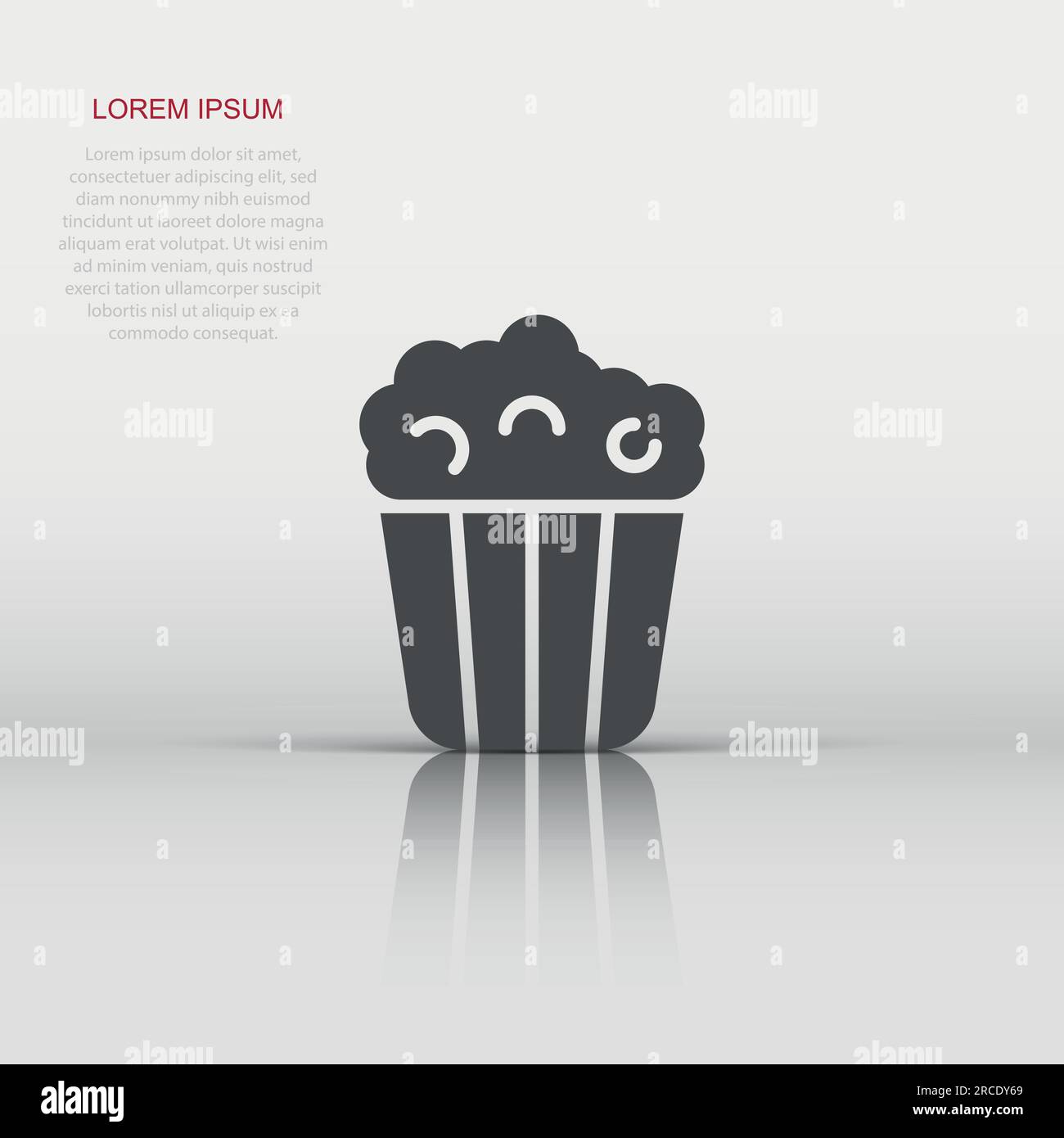Film icon in flat style. Popcorn vector illustration on white isolated ...