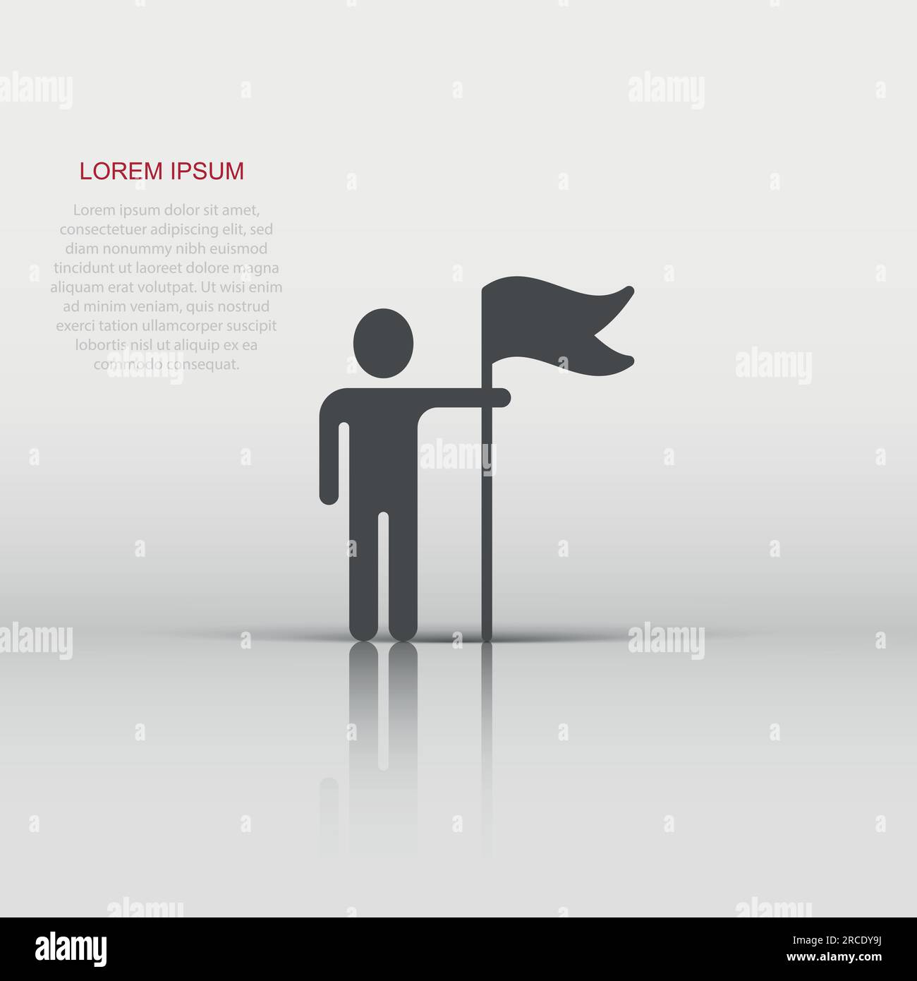 People with flag icon in flat style. Victory vector illustration on ...