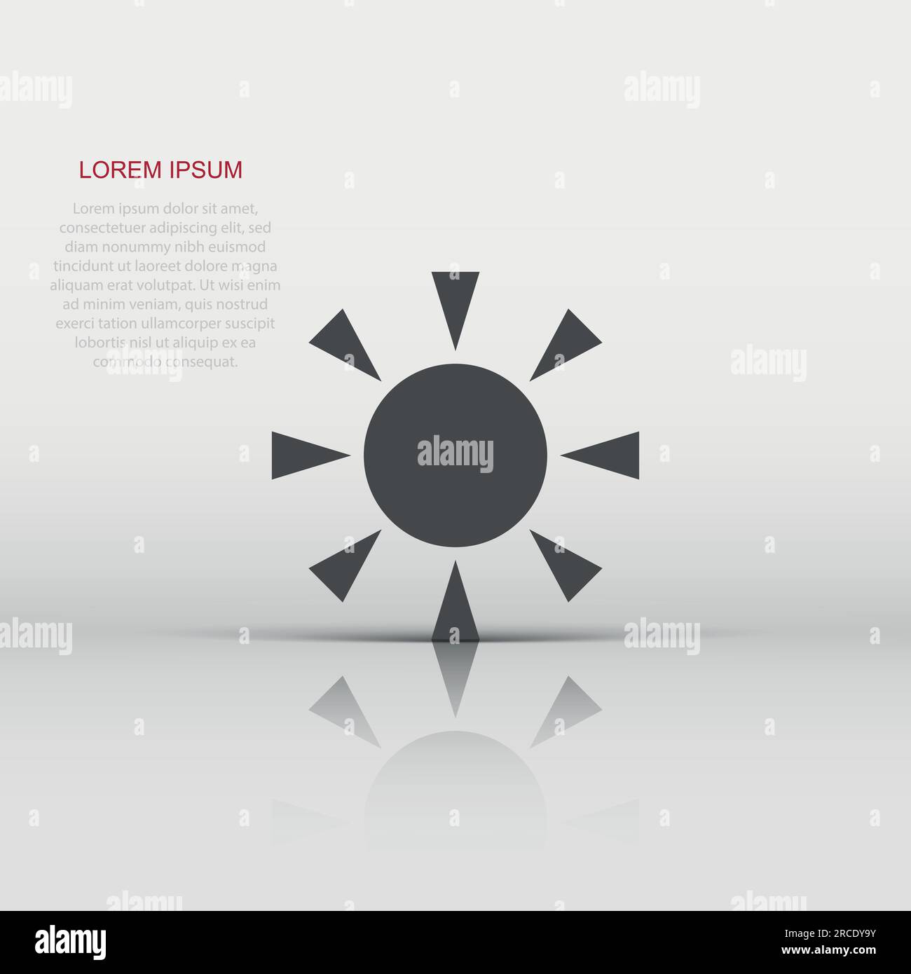 Sun icon in flat style. Sunlight sign vector illustration on white ...