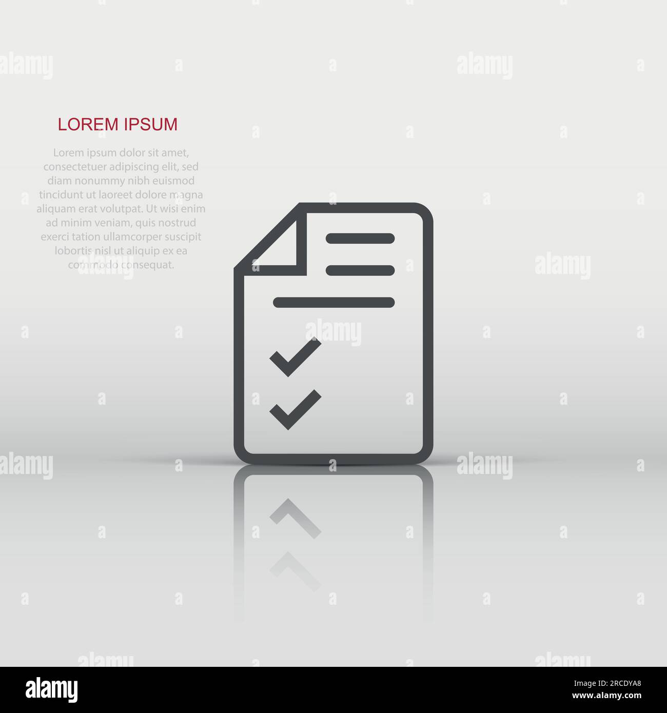 Document checklist icon in flat style. Report vector illustration on ...