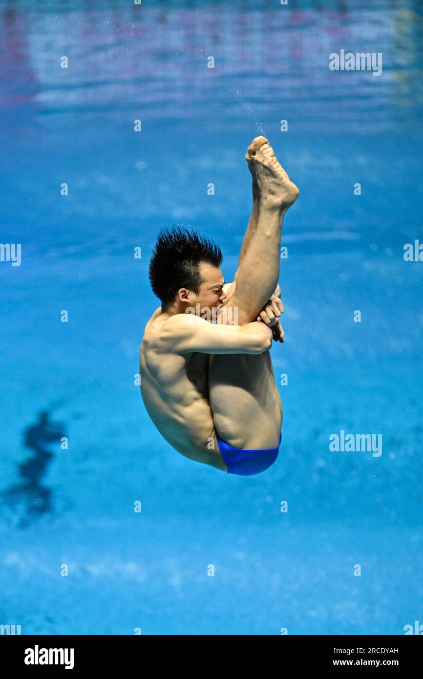 Fukuoka, Japan. 14th July, 2023. Peng Jianfeng of China competes during ...