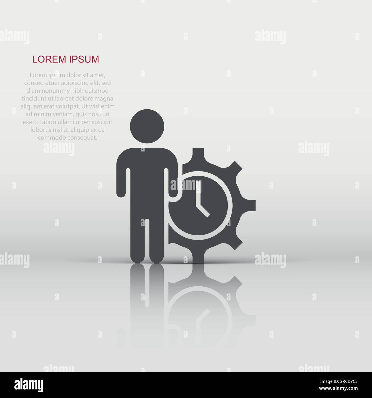People and clock icon in flat style. Gear with user vector illustration ...