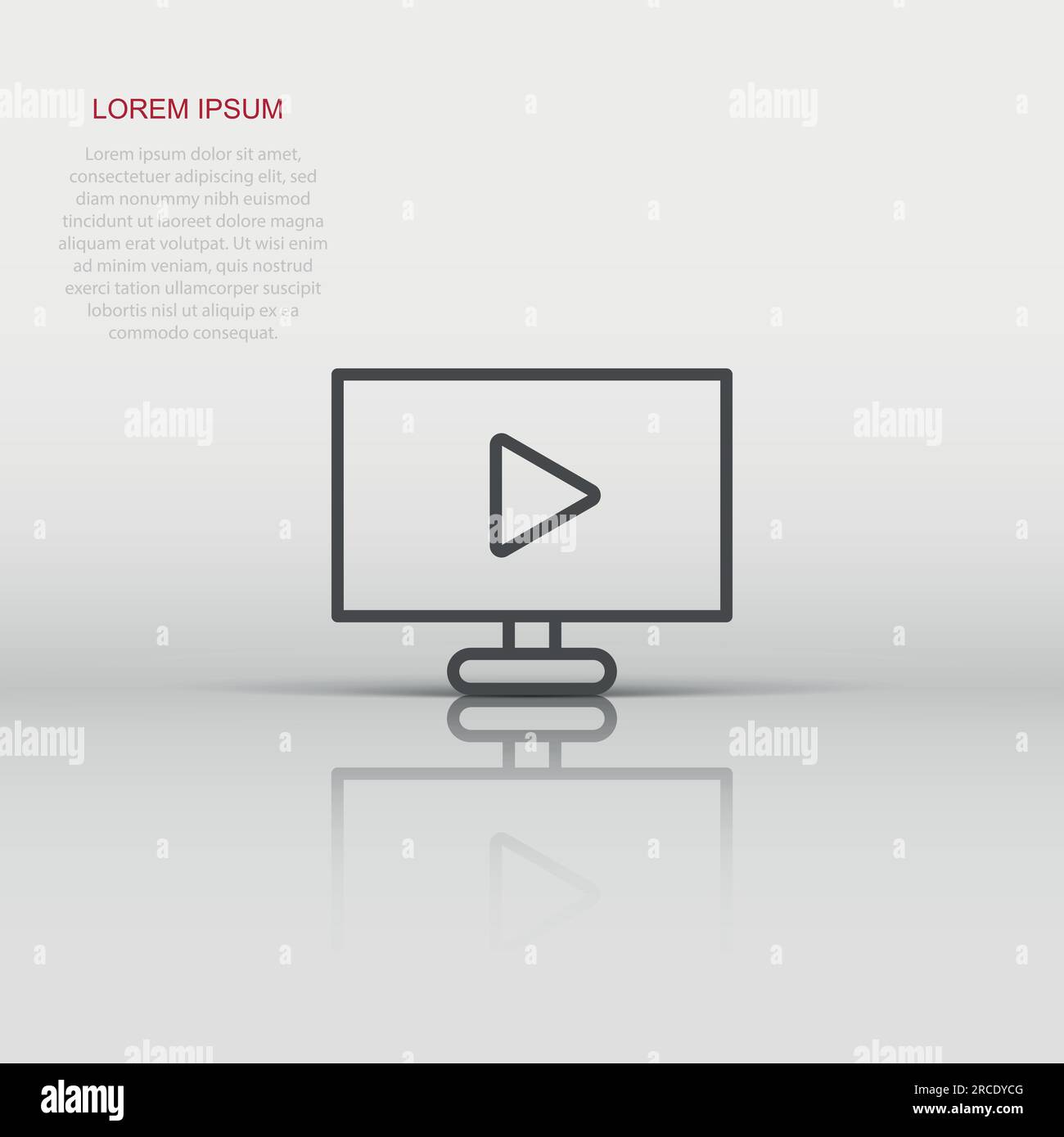 Tv screen icon in flat style. Video vector illustration on white ...