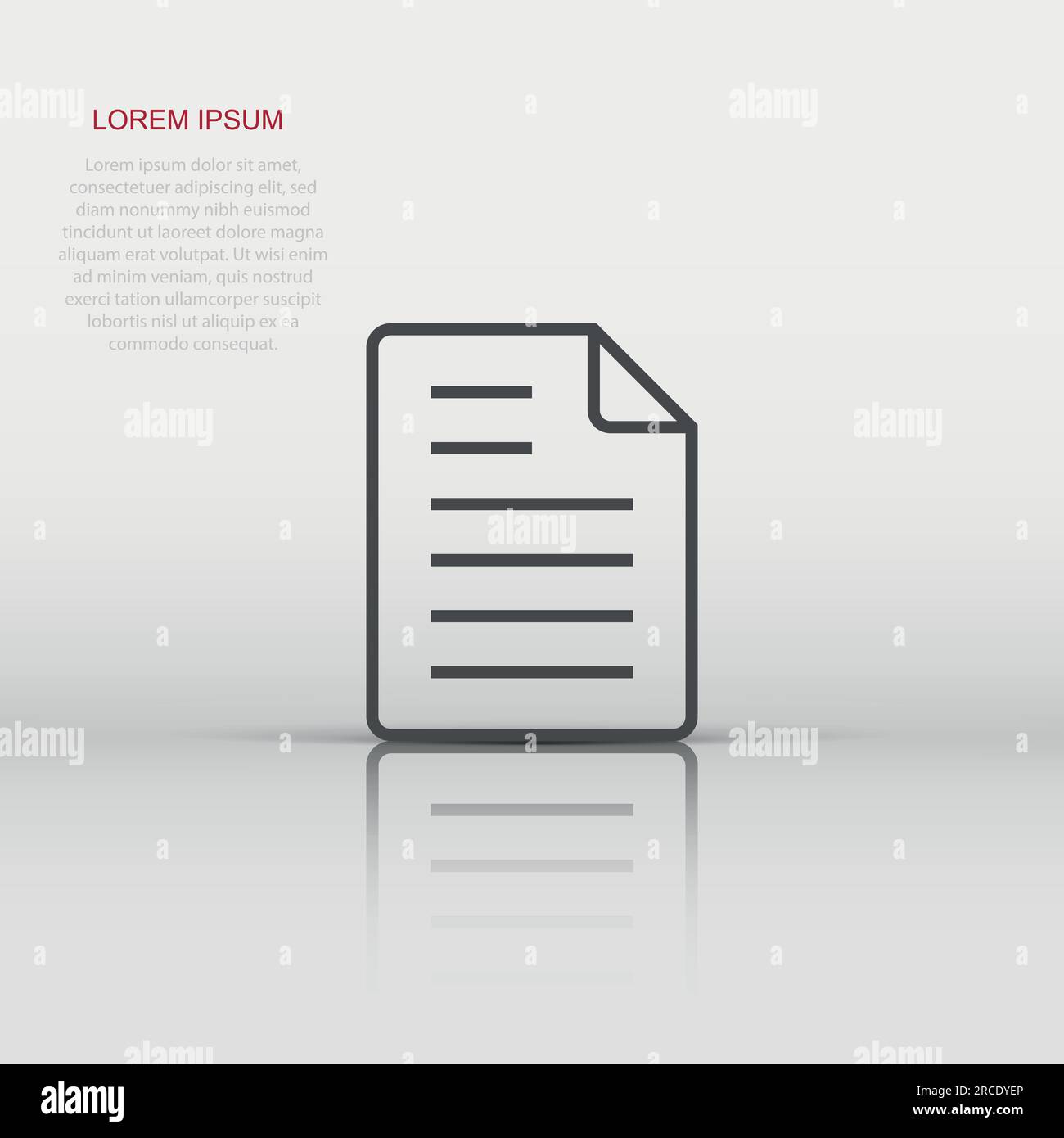 Document note icon in flat style. Paper sheet vector illustration on ...