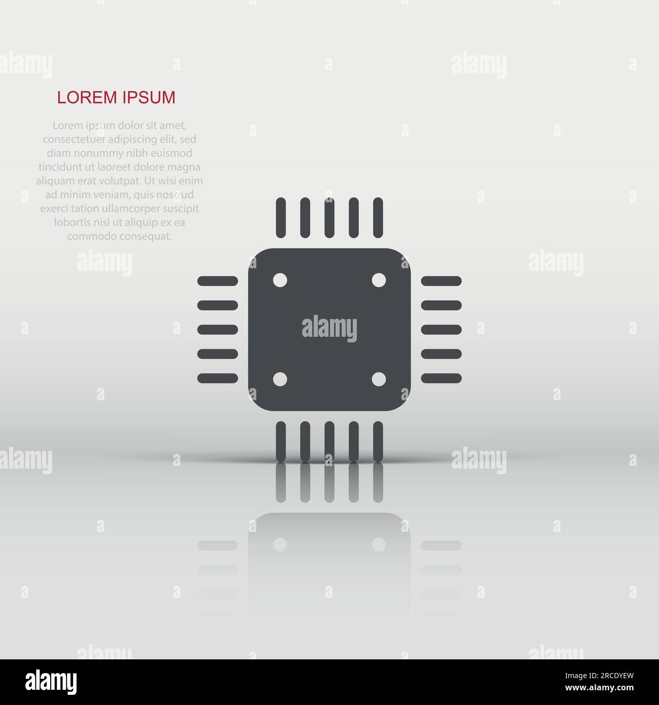 Computer cpu icon in flat style. Circuit board vector illustration on ...