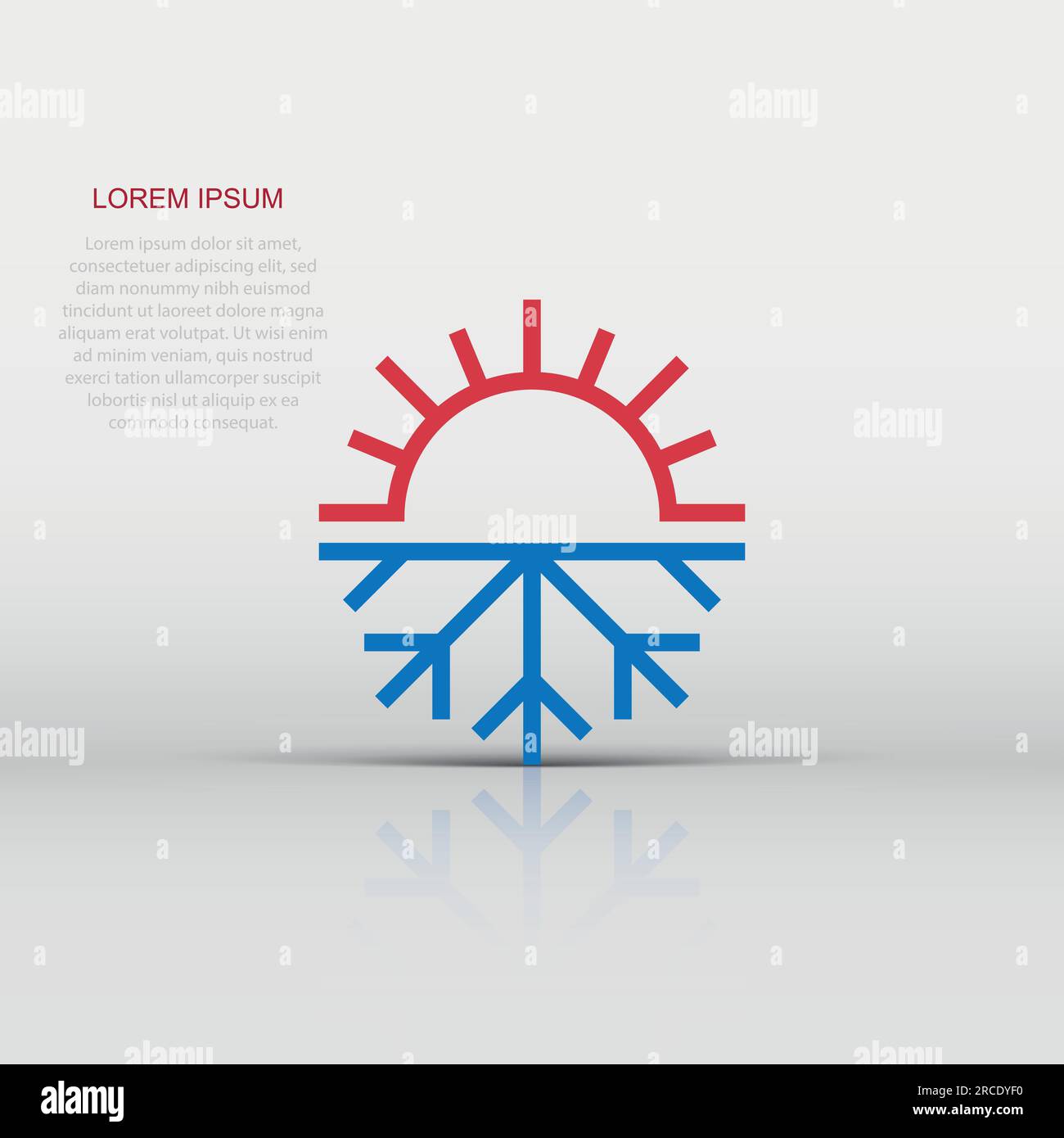 Snowflake and sun icon in flat style. Climate control vector ...