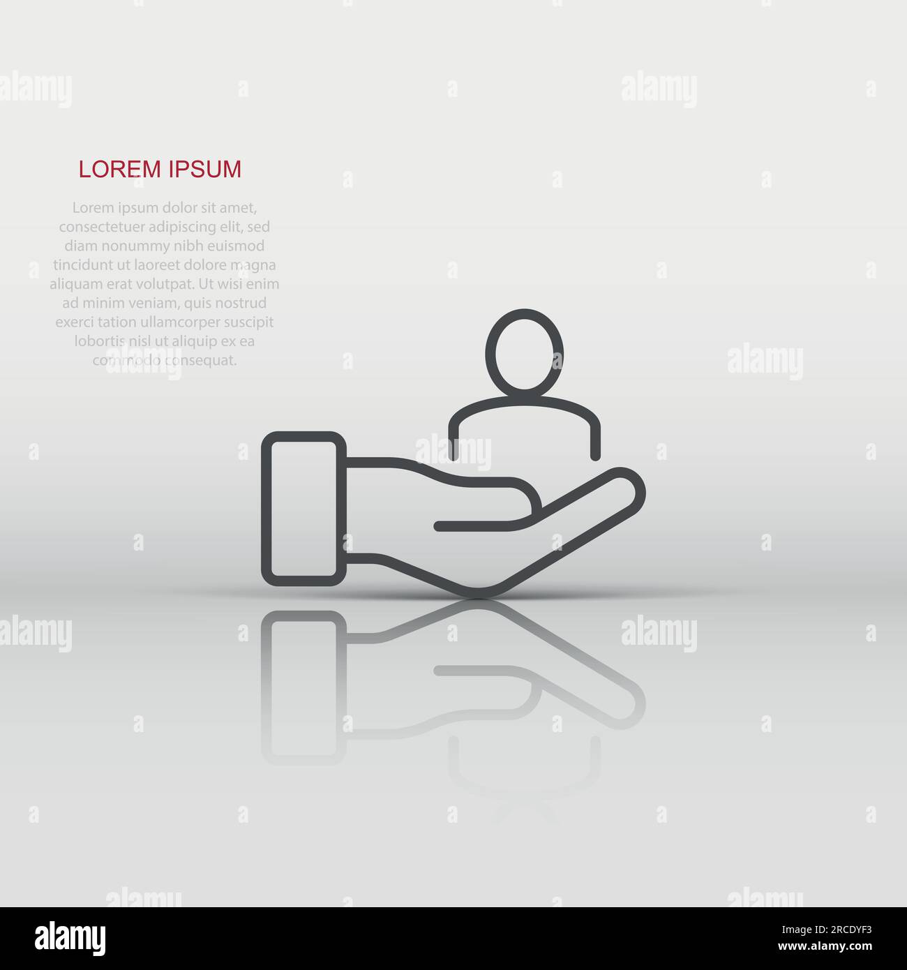 People and hand icon in flat style. Protect life vector illustration on ...