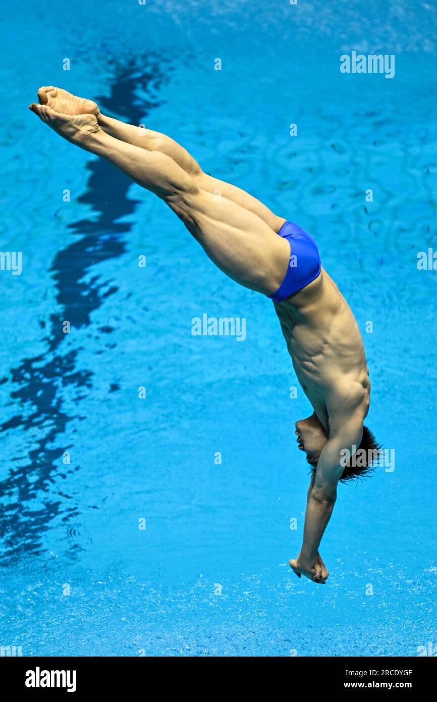 Fukuoka, Japan. 14th July, 2023. Peng Jianfeng of China competes during ...