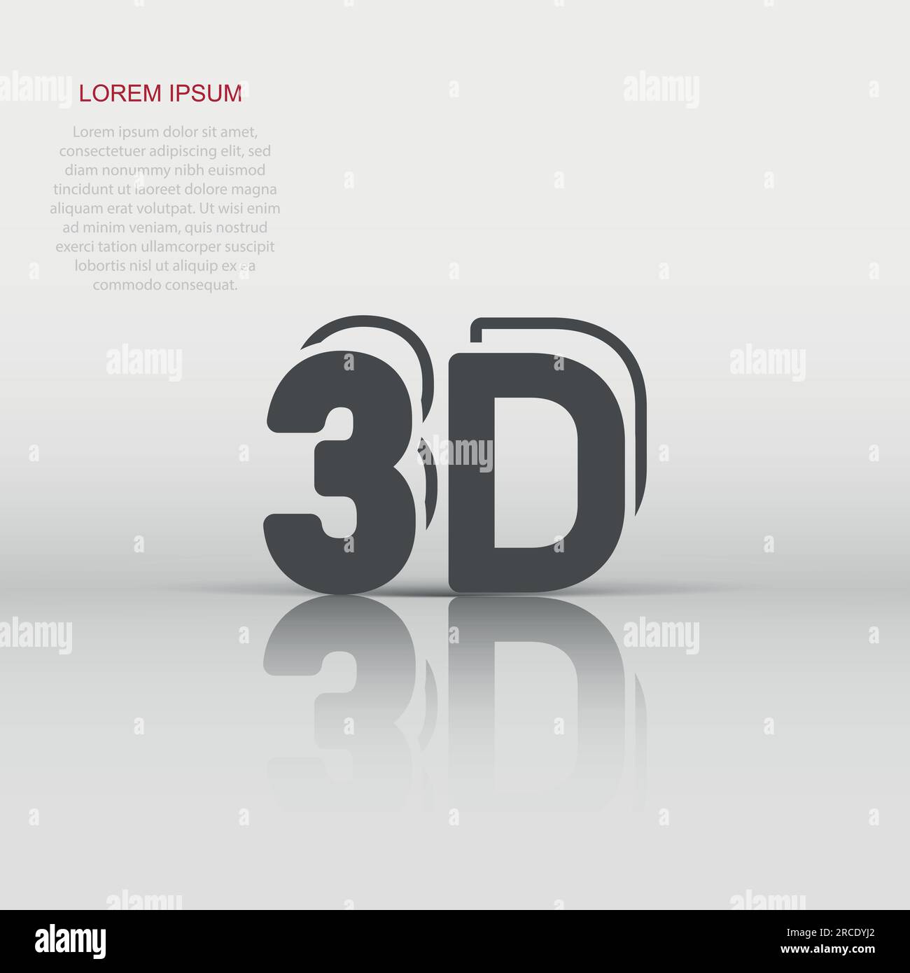 3d text icon in flat style. Word vector illustration on white isolated ...