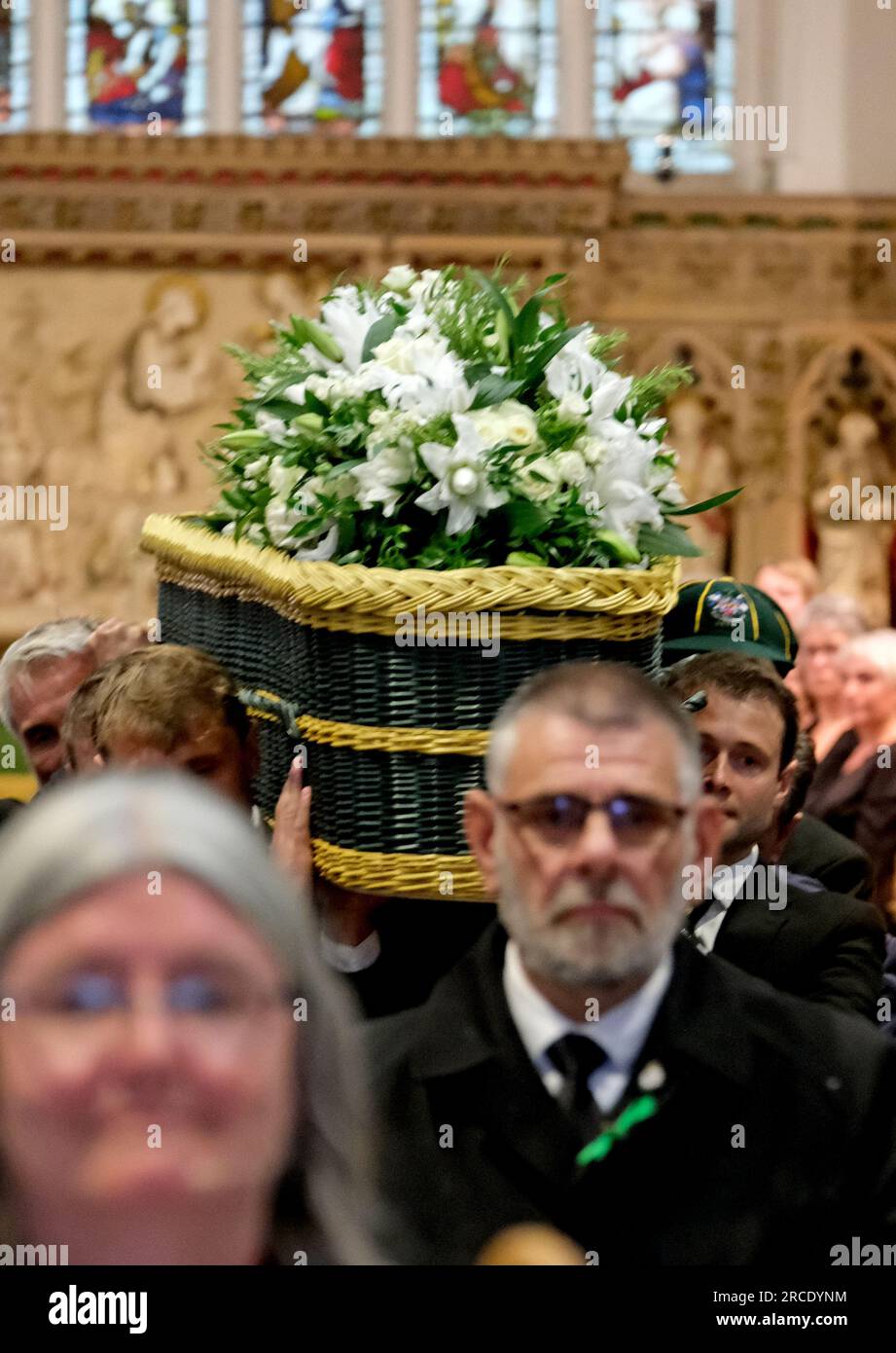 The coffin of Barnaby Webber is carried from his funeral service at ...