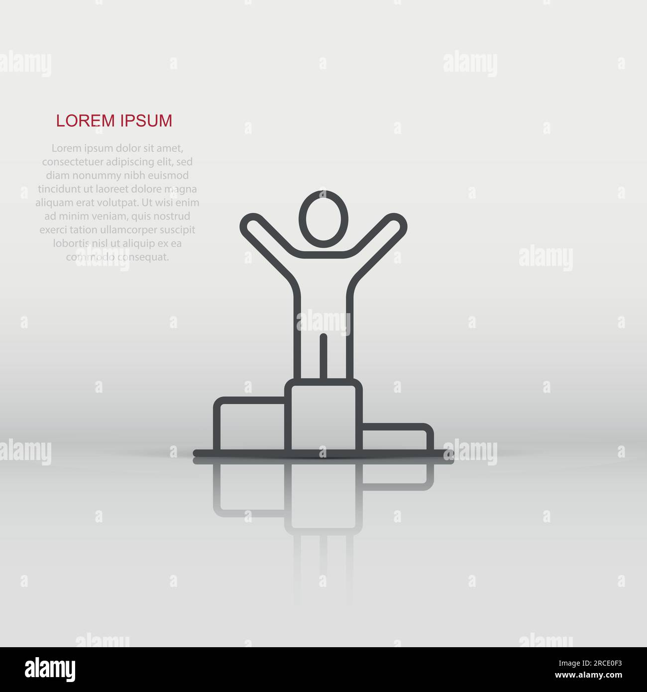 People win icon in flat style. Champion on podium vector illustration ...