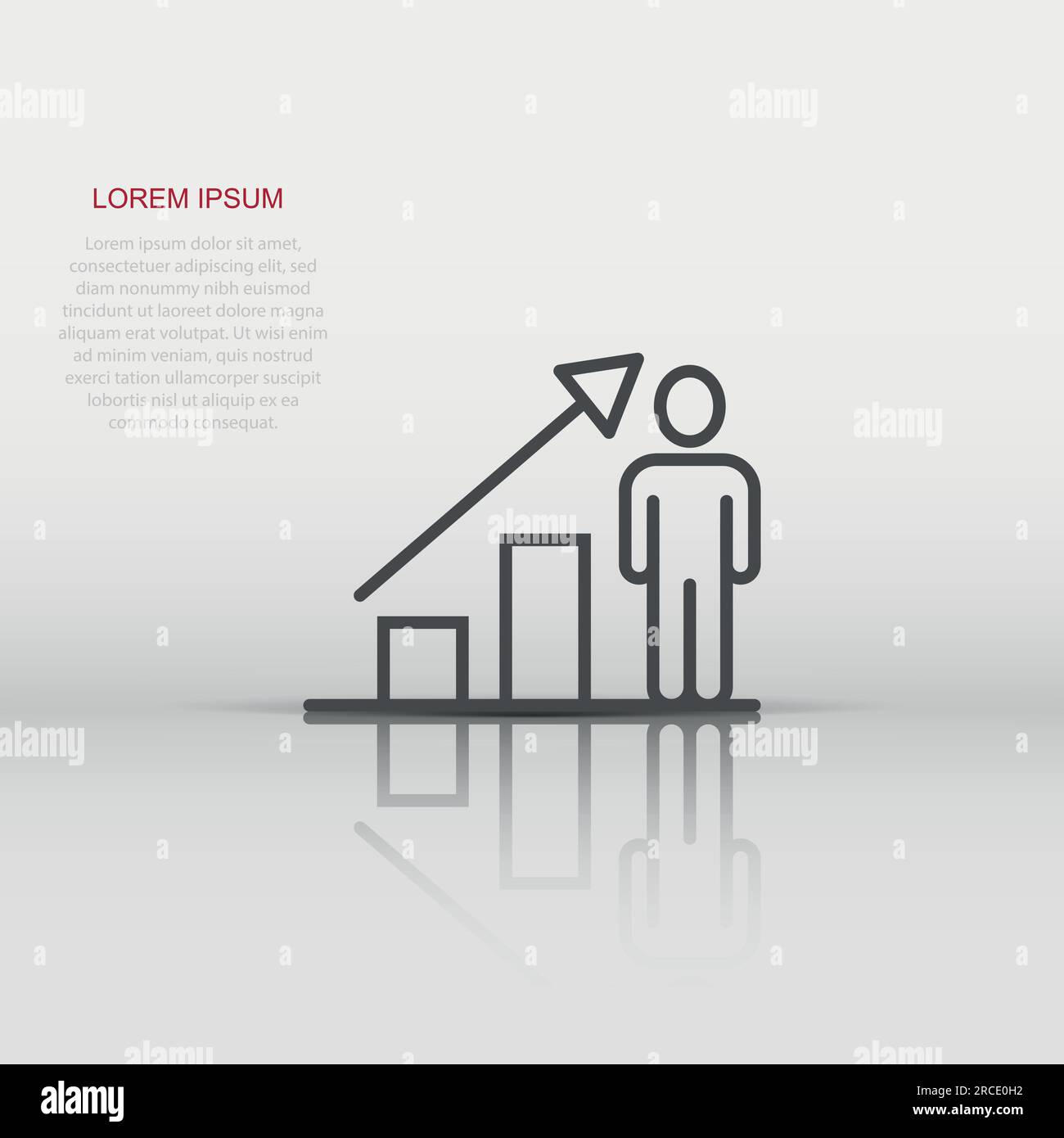People with growth arrow icon in flat style. Work strategy vector ...